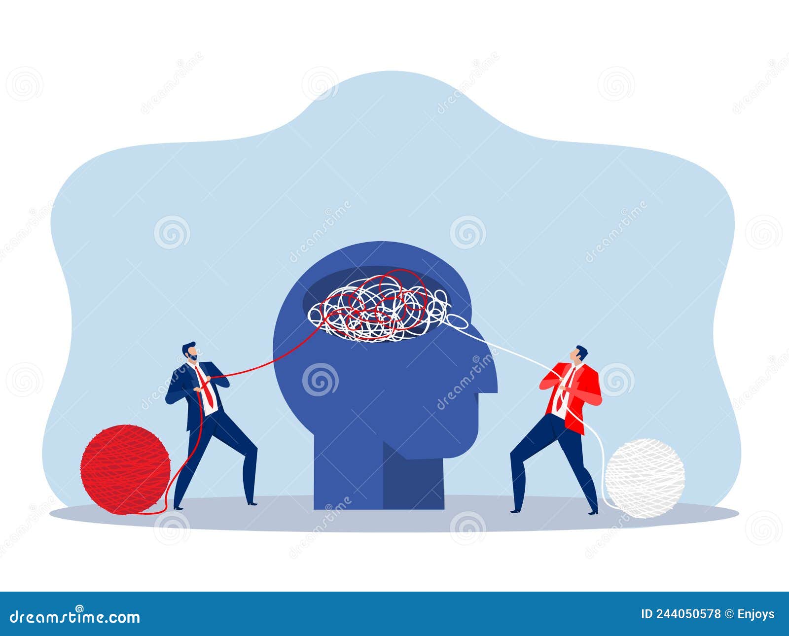 The Opposite Mindset Chaos and Order in Thoughts Concept. Vector ...