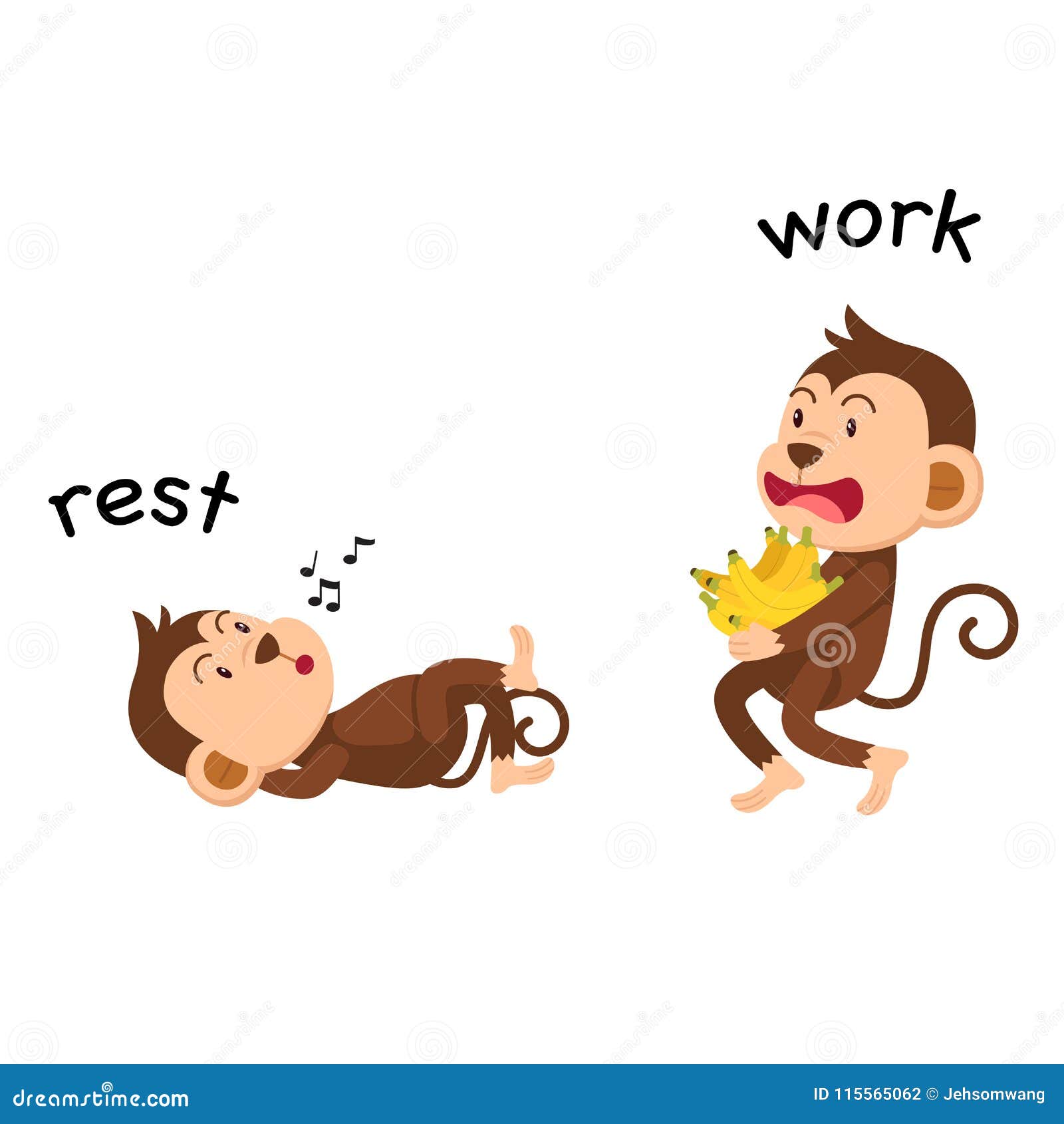 Opposite Rest And Work Vector Illustration, Opposite English Words Rest ...