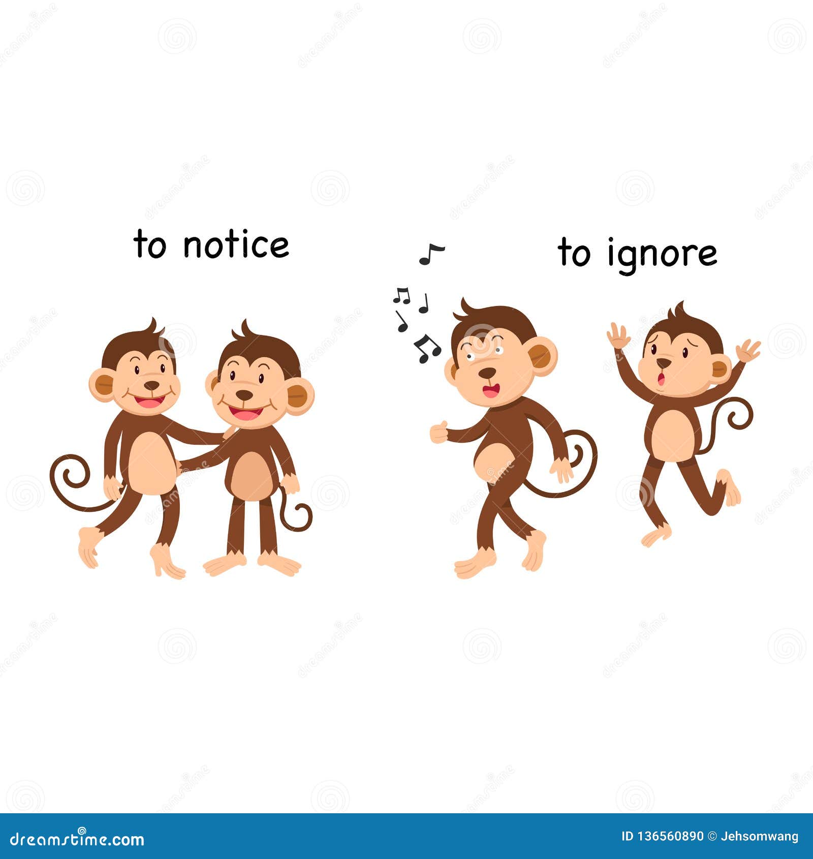 Ignore And Notice As Different Choices In Life - Pictured As Words ...