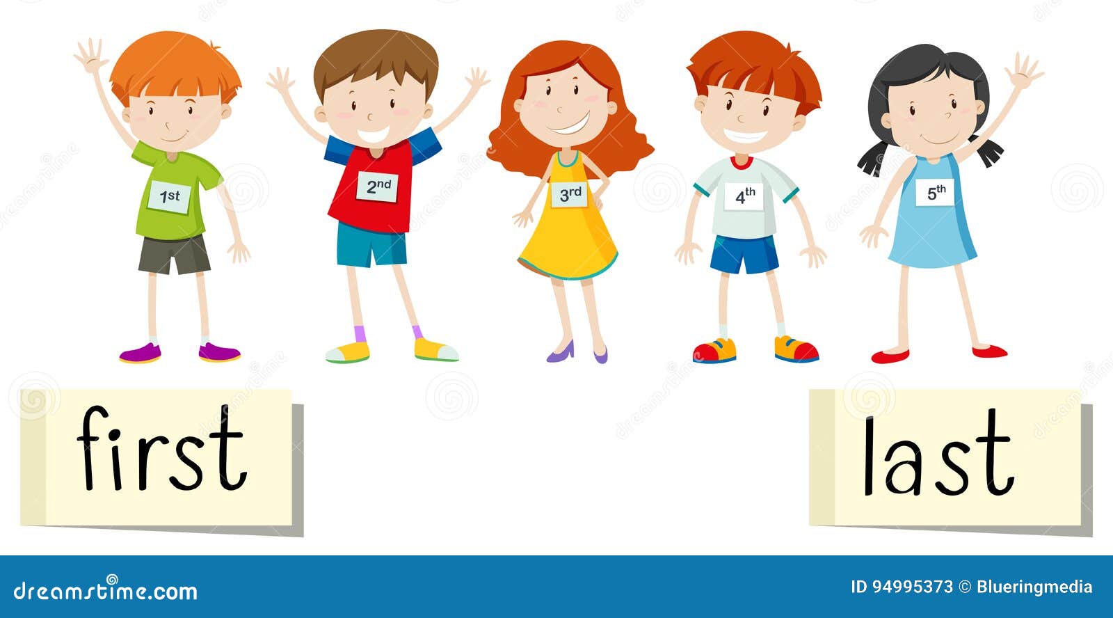 Opposite Wordcard for First and Last Stock Vector - Illustration of ...