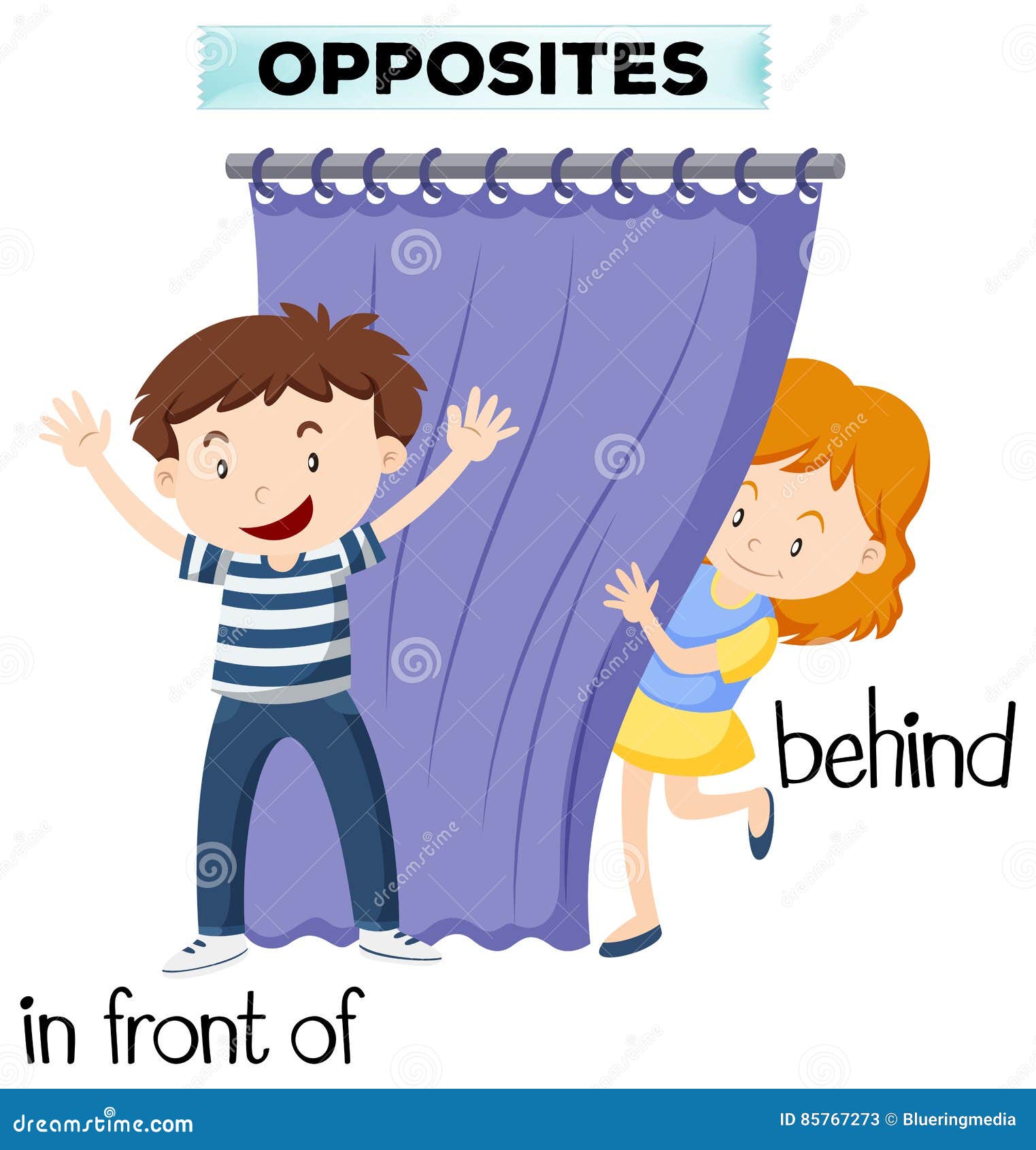 Wordcard For Front And Back Antonyms And Opposites. Cartoon Characters ...