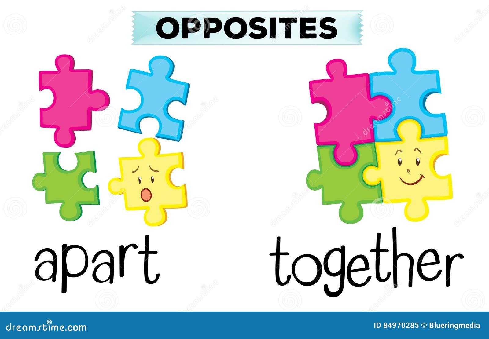 Opposite Words for Apart and Together Stock Vector - Illustration of ...