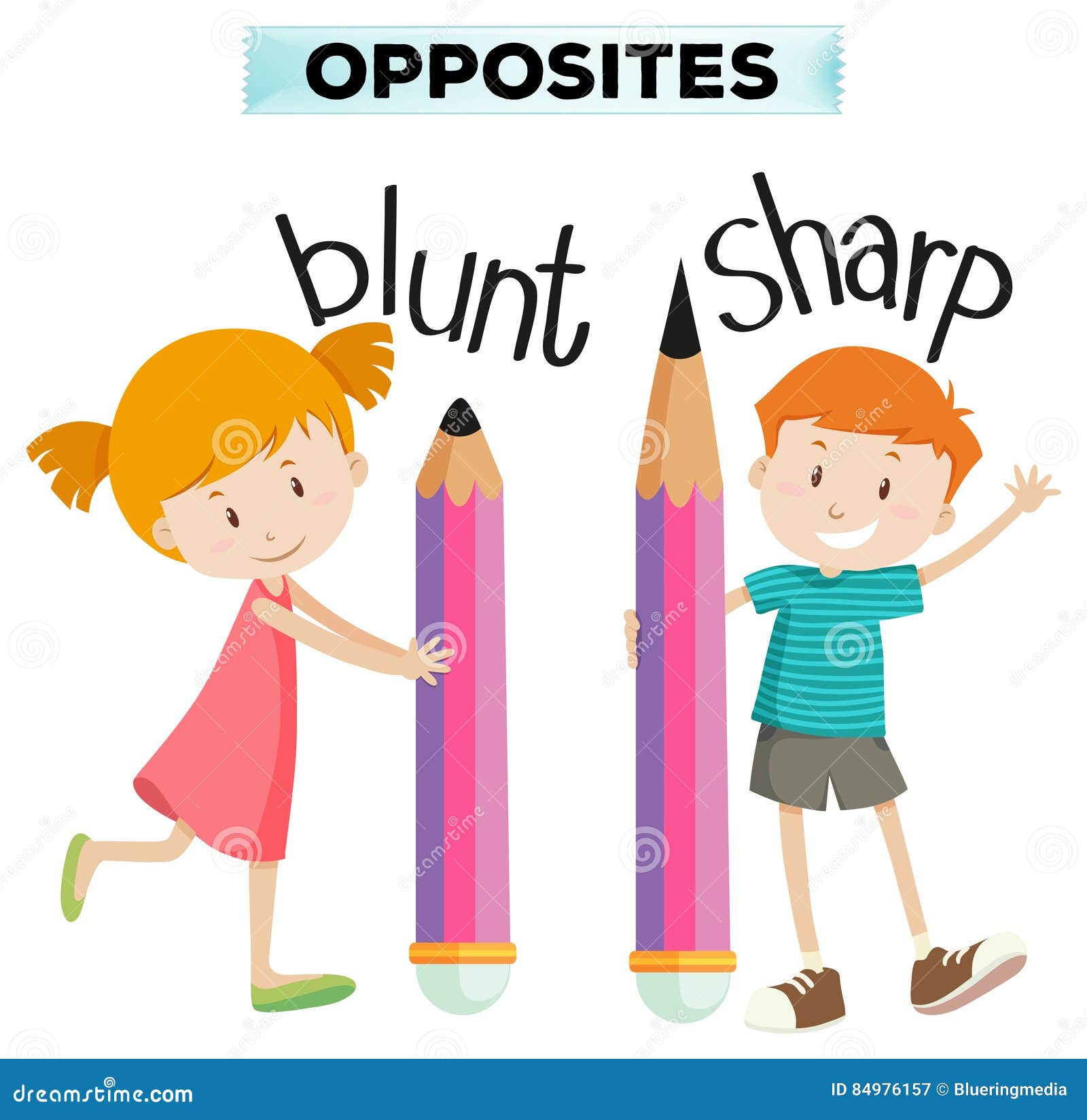 Opposite Words for Blunt and Sharp Stock Illustration - Illustration of ...