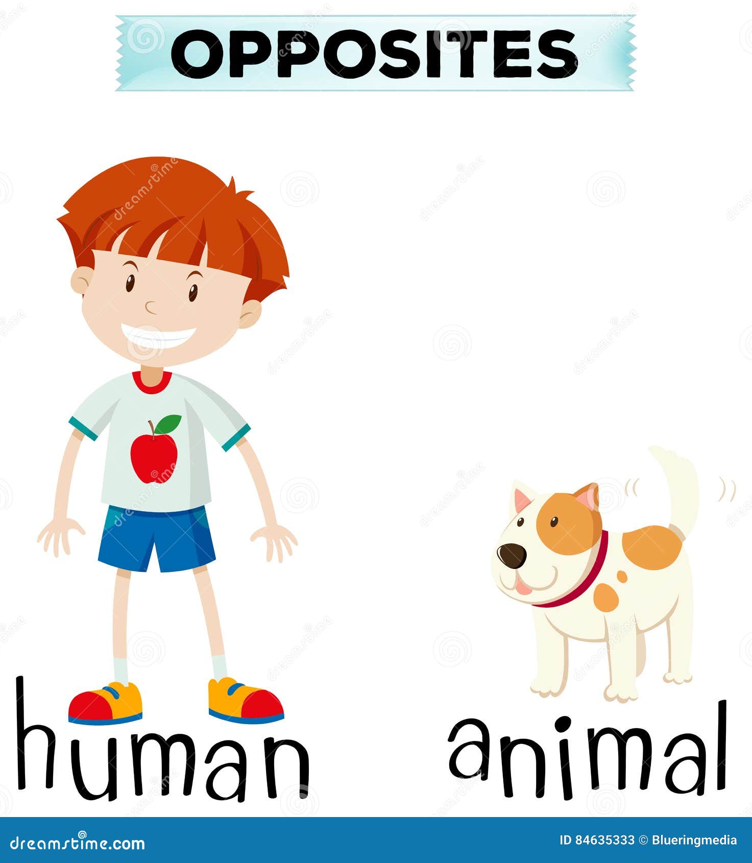 Opposite Human And Animal Vector Illustration, Opposite English Words ...