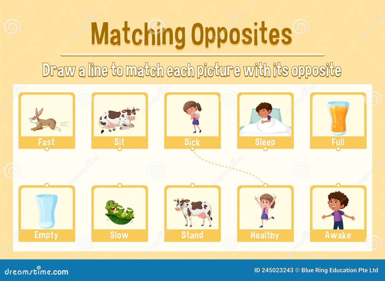 Opposite Words Matching for Kids Stock Vector - Illustration of eps10 ...