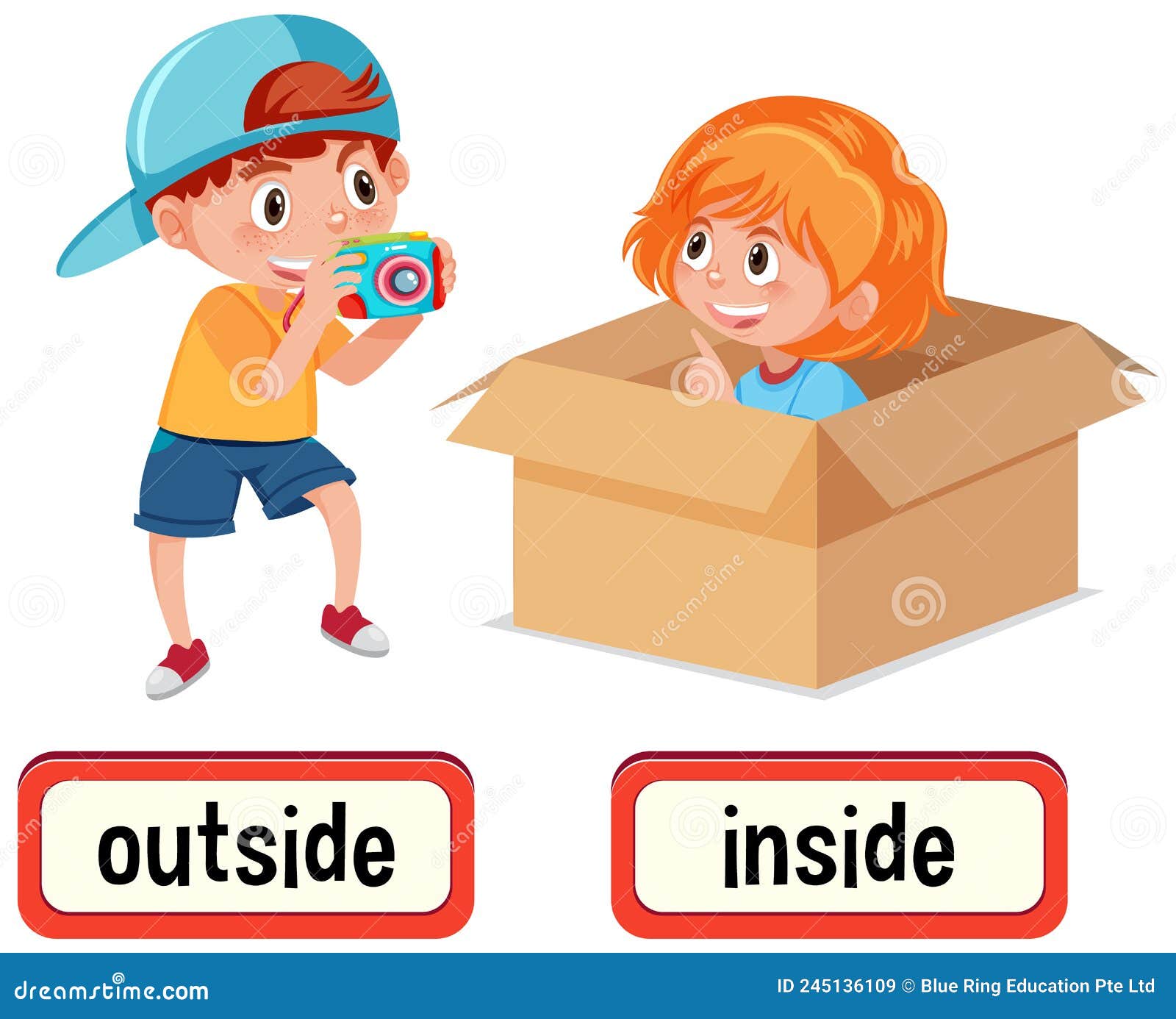 Opposite Words for Outside and Inside Stock Vector - Illustration of ...