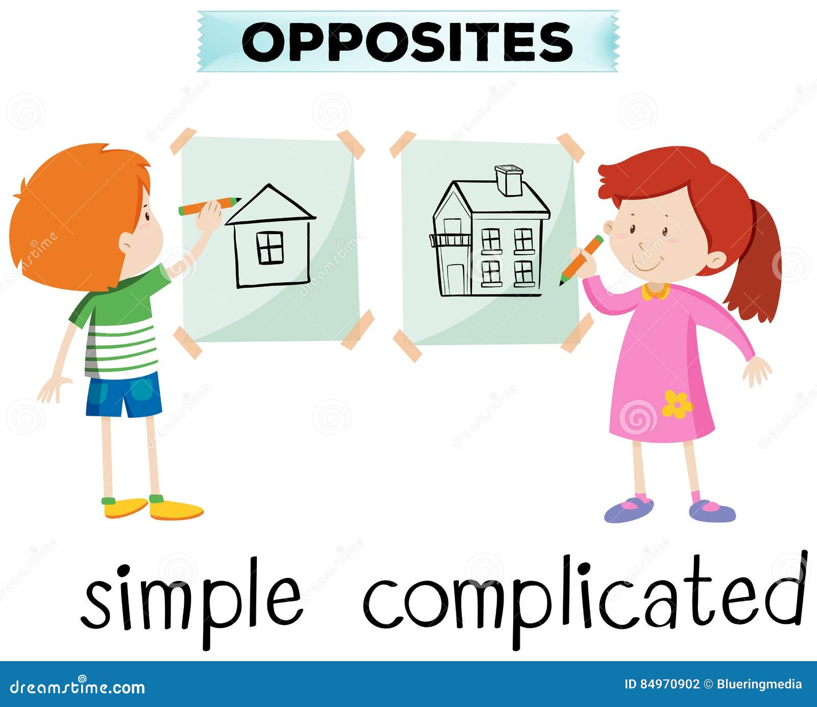 Opposite Words for Simple and Complicated Stock Vector - Illustration ...
