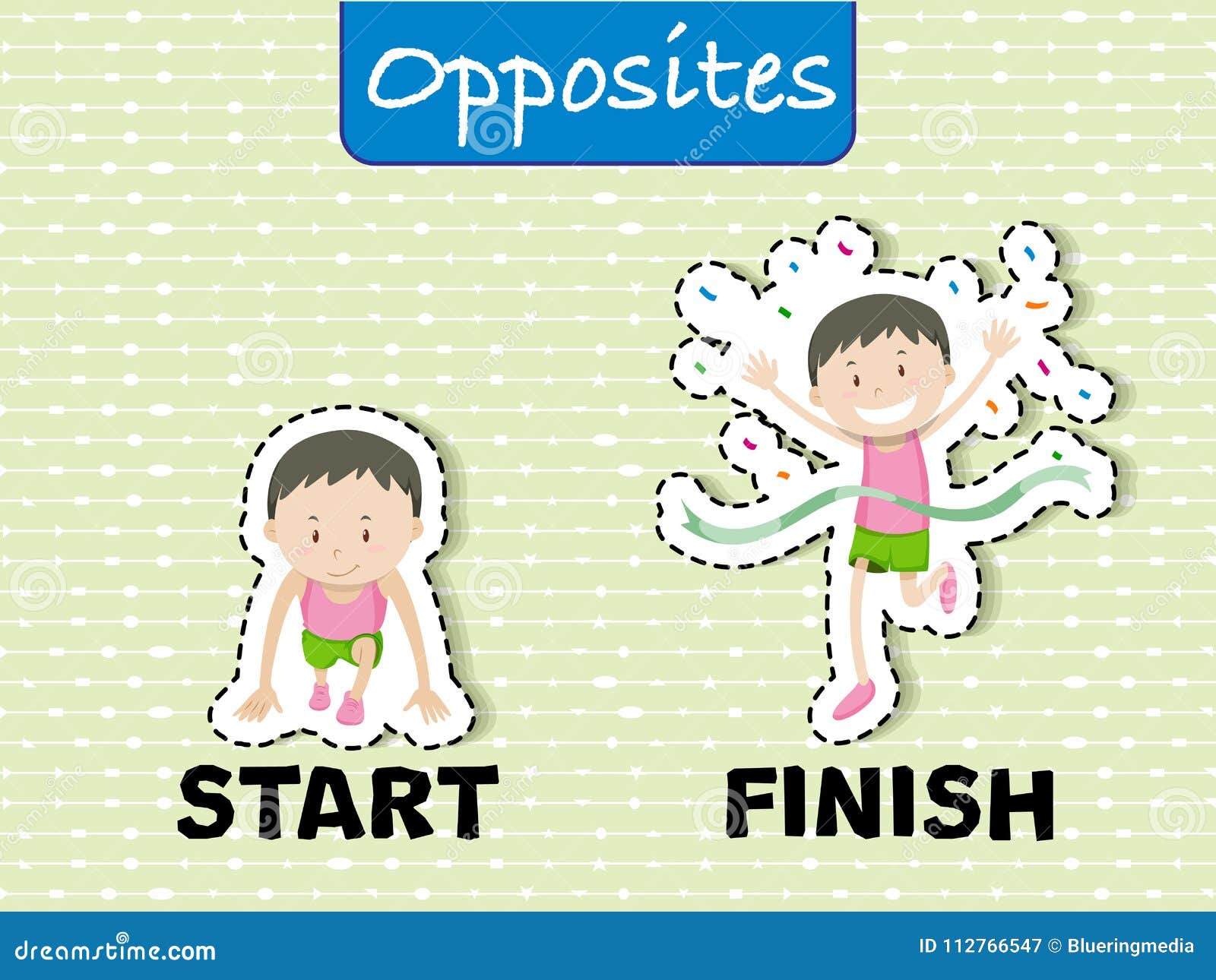 Opposite Words for Start and Finish Stock Vector - Illustration of ...
