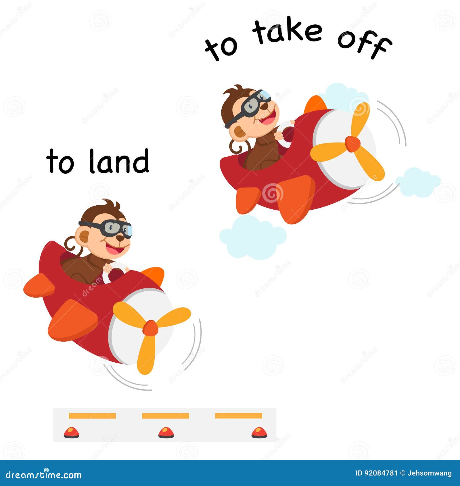 Opposite Words To Land and To Take Off Vector Stock Vector ...