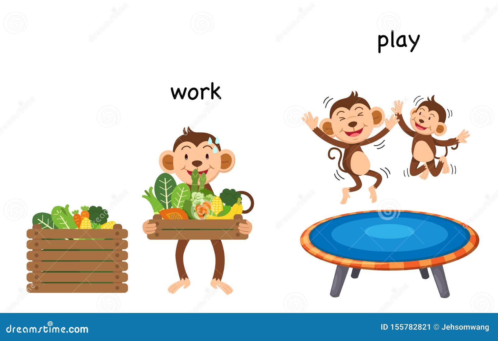 Opposite work and play stock vector. Illustration of elements - 155782821