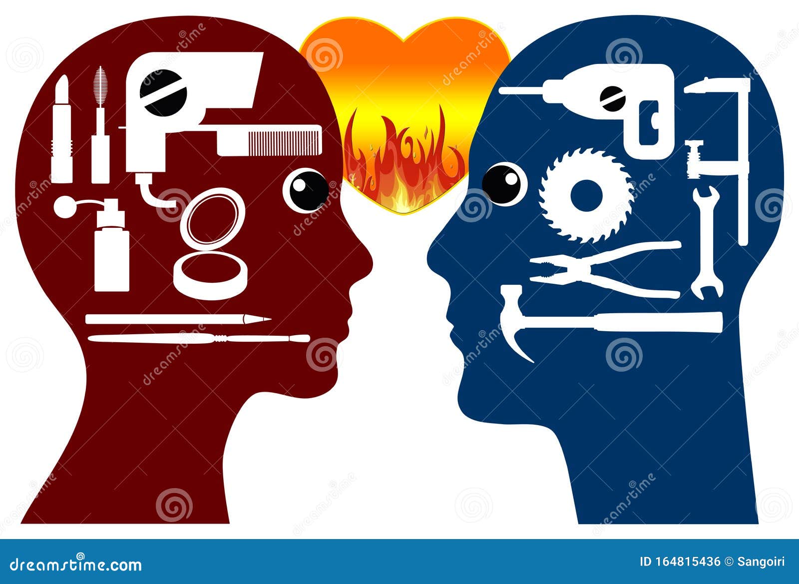 Opposites attract partners stock illustration. Illustration of love ...