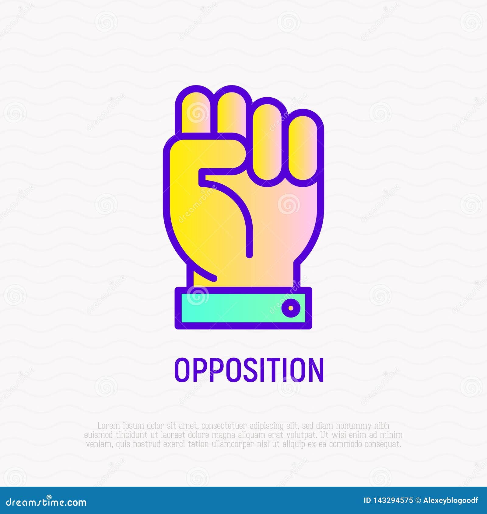 Opposition Thin Line Icon: Fist, Symbol of Power Stock Vector ...