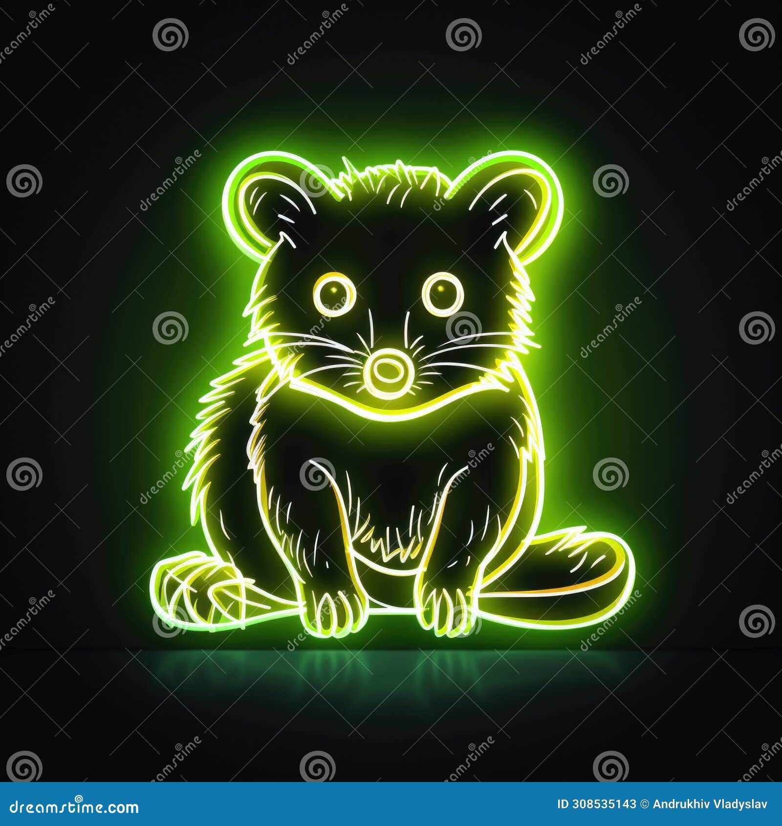 Opposum. Neon Outline Icon with a Light Effect Stock Illustration ...