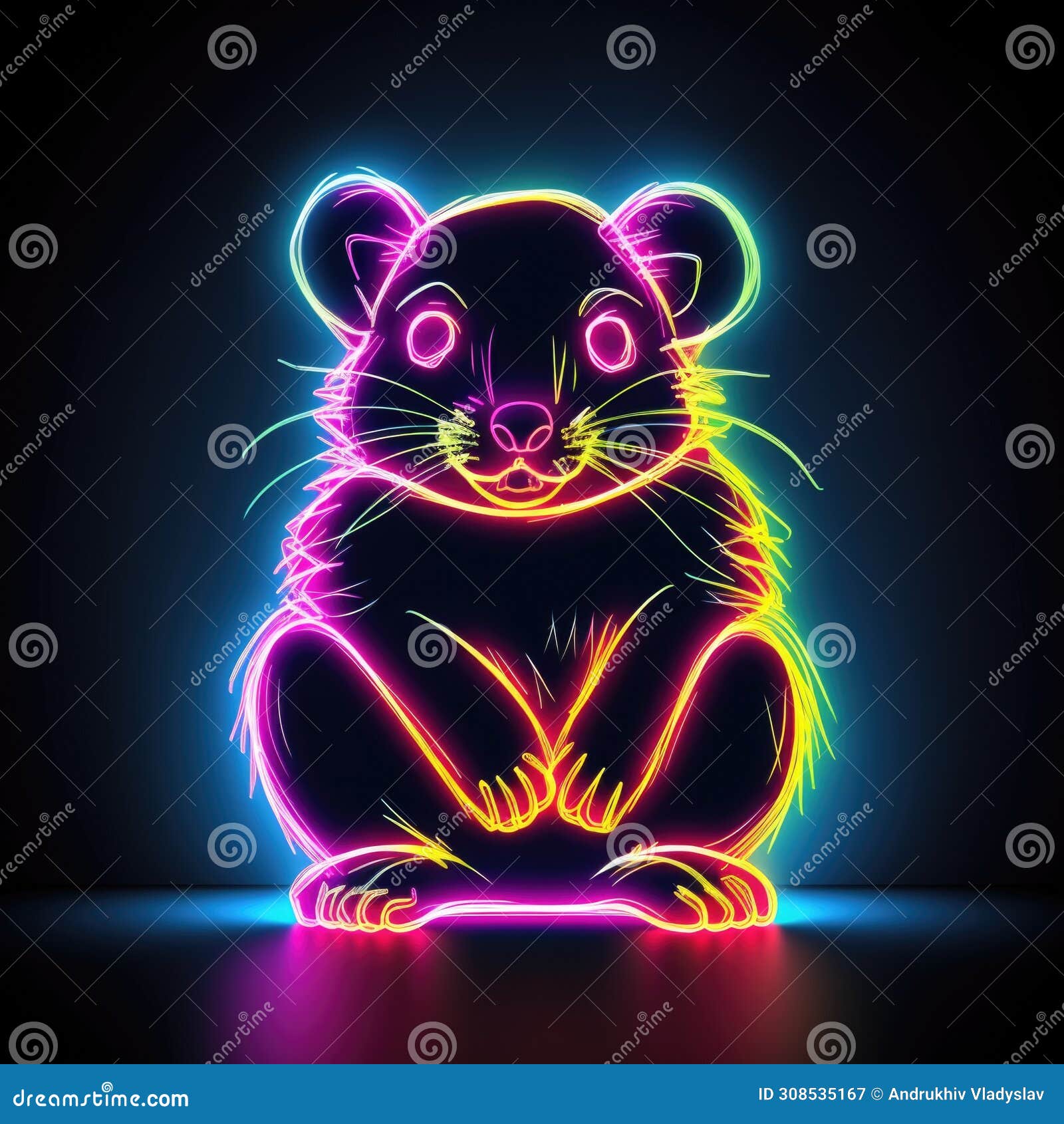 Opposum. Neon Outline Icon with a Light Effect Stock Illustration ...