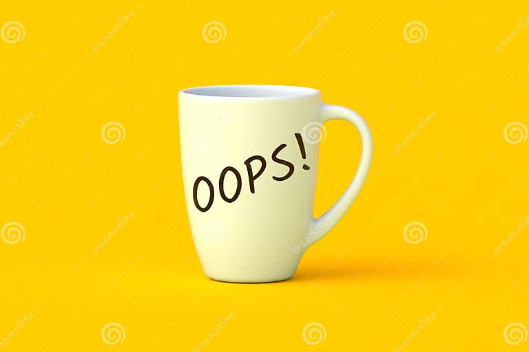 OPPS Inscription on White Cup. Apologies Concept. Website Error Stock ...