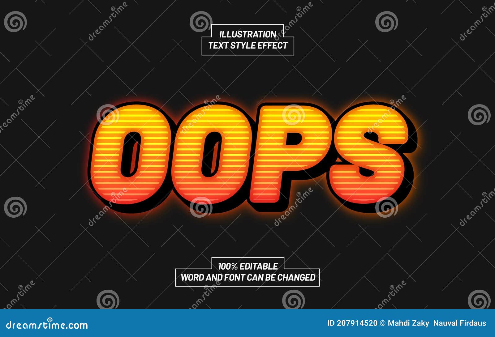 Opps Gradient Text Style Effect Stock Vector - Illustration of cartoon ...