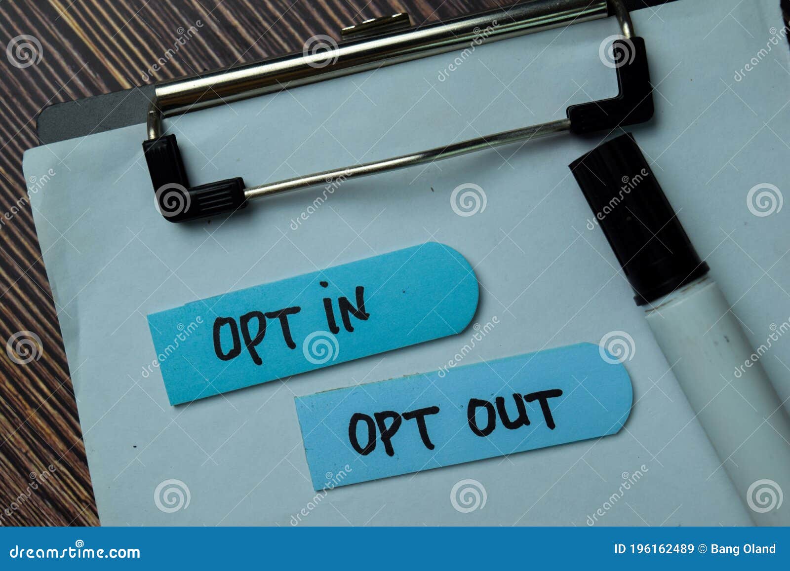 Opt in or Opt Out Text on Sticky Notes with Office Desk Stock Image ...
