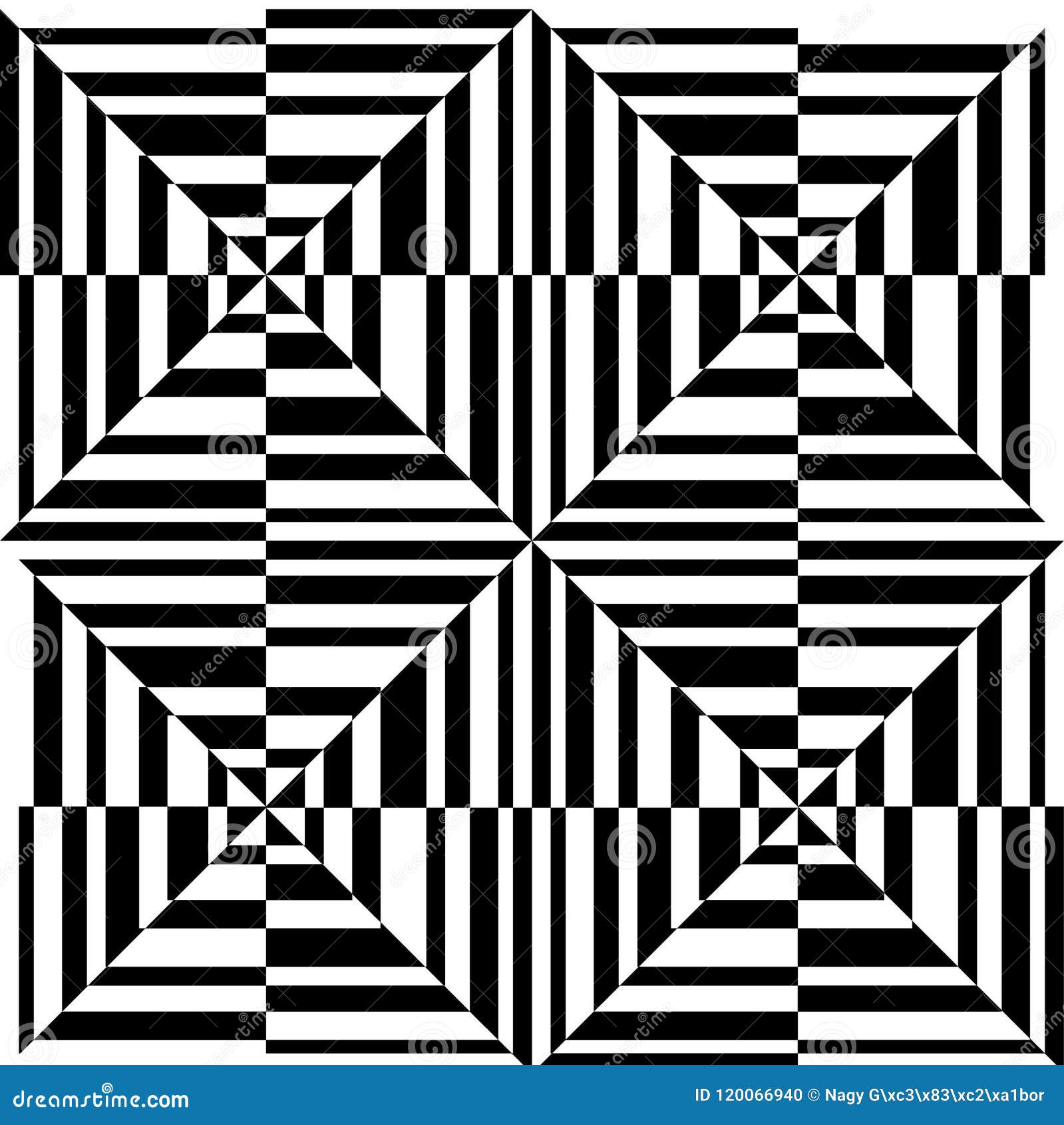 Optic Art Seamless Vector Pattern Illusion Monochrome Texture Stiped