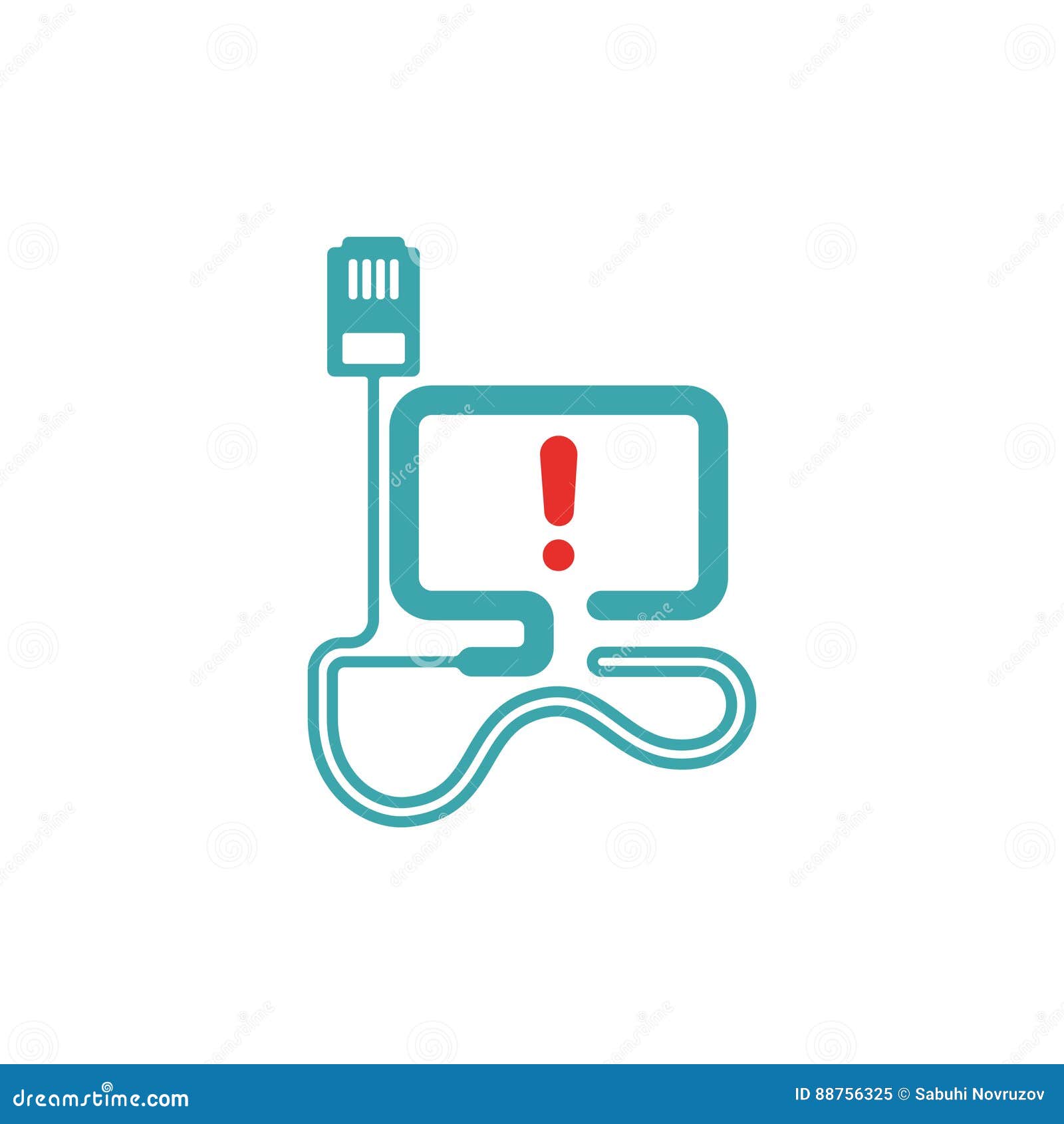 Optic Cable Error Icon Vector Illustration. Stock Vector - Illustration ...