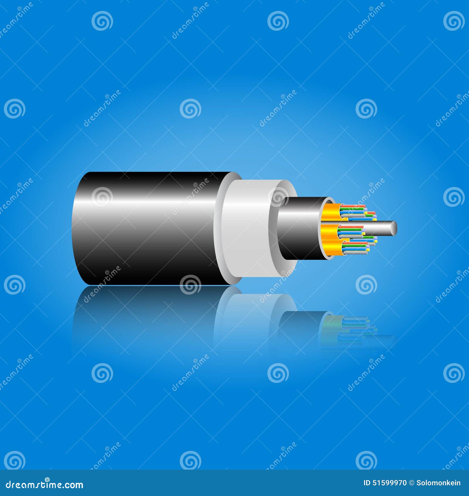 Optic fiber cable stock vector. Illustration of generated - 51599970