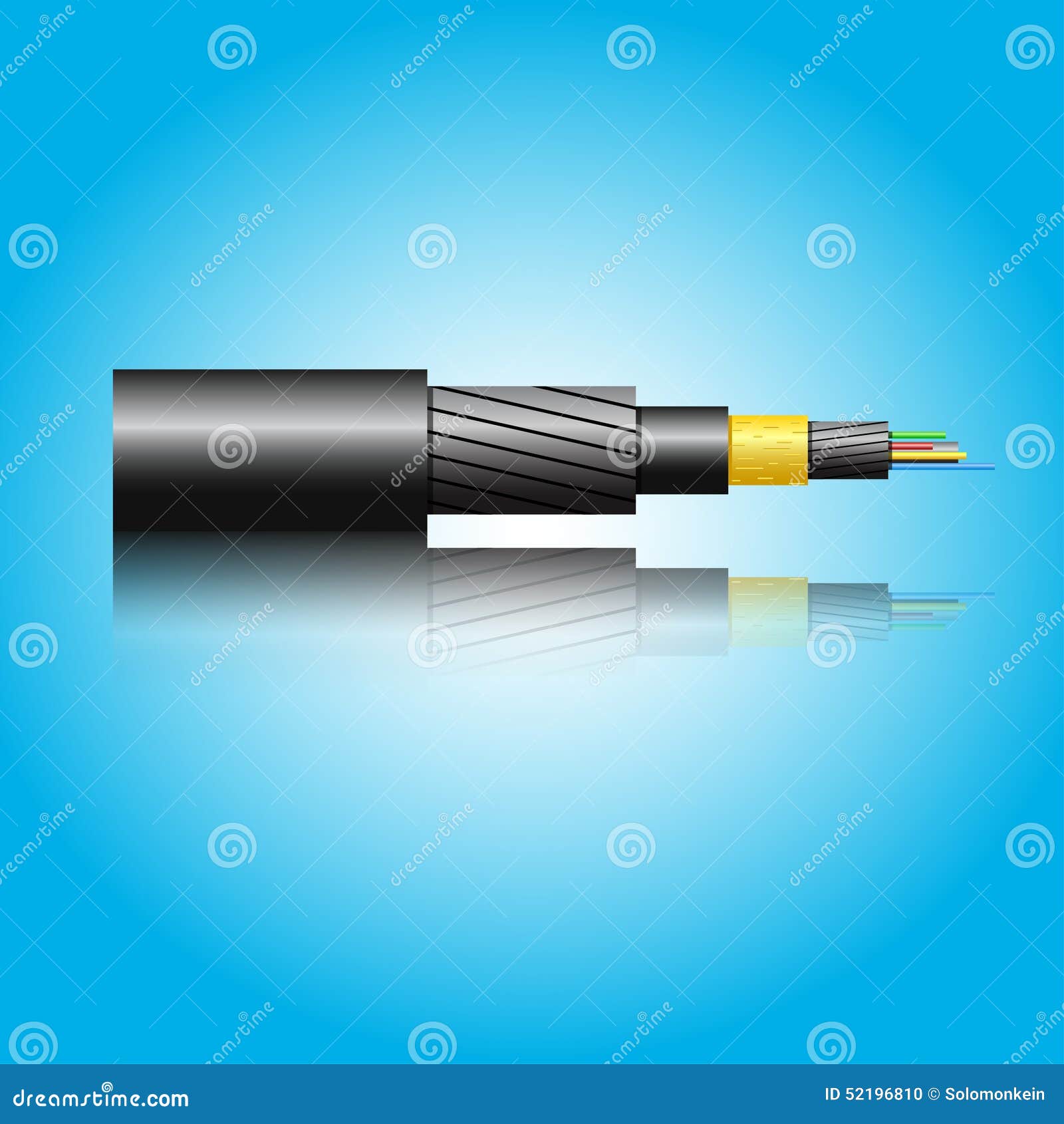 Optic fiber cable stock vector. Illustration of downloading - 52196810