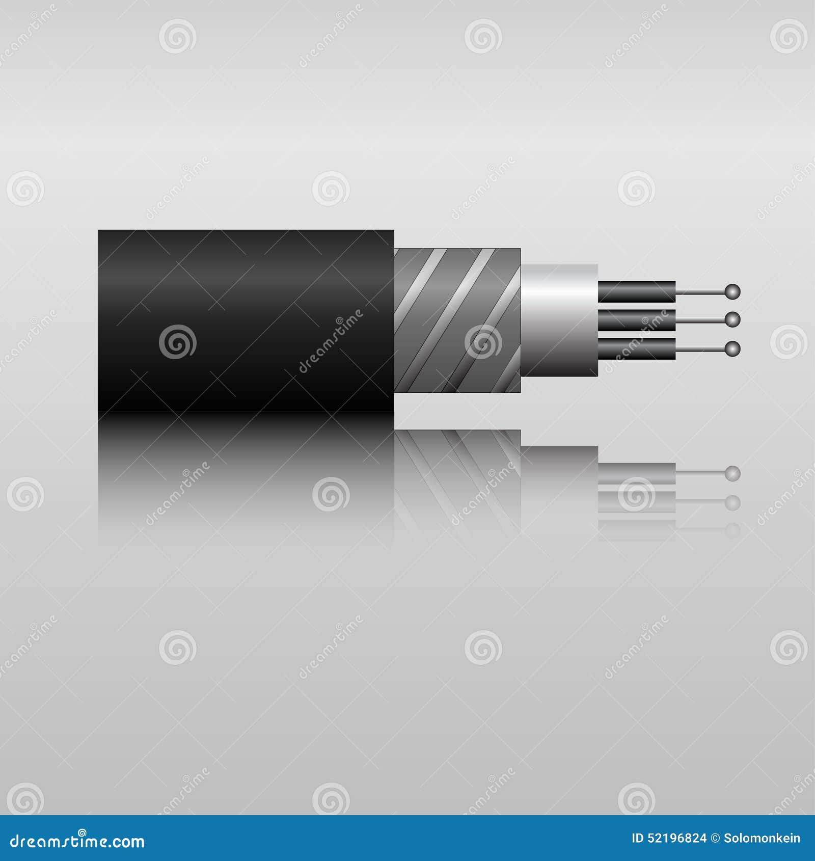 Optic fiber cable stock vector. Illustration of energy - 52196824