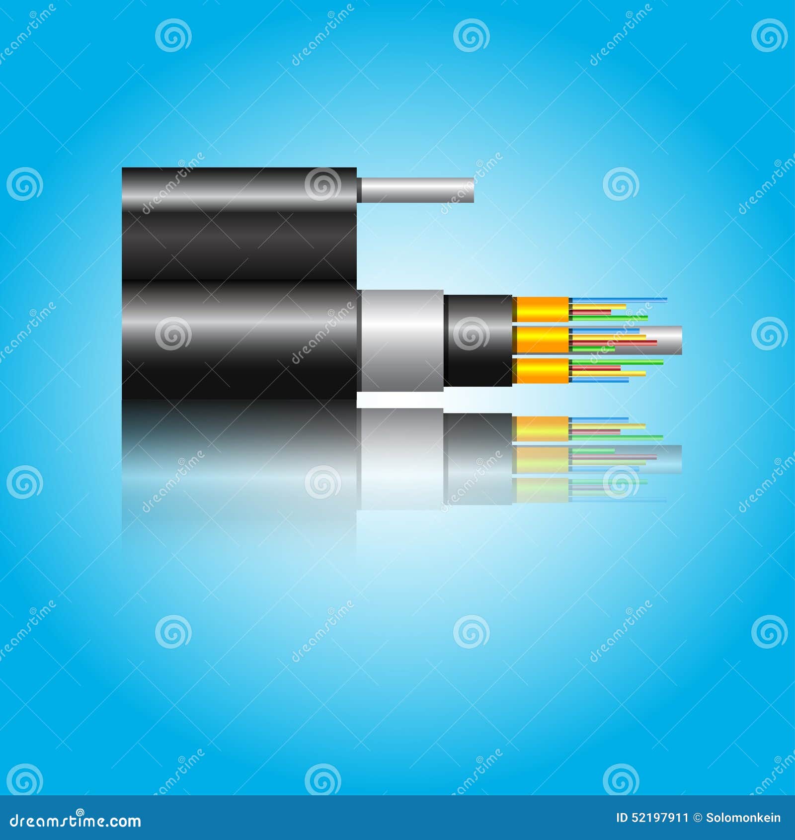 Optic fiber cable stock vector. Illustration of optical - 52197911