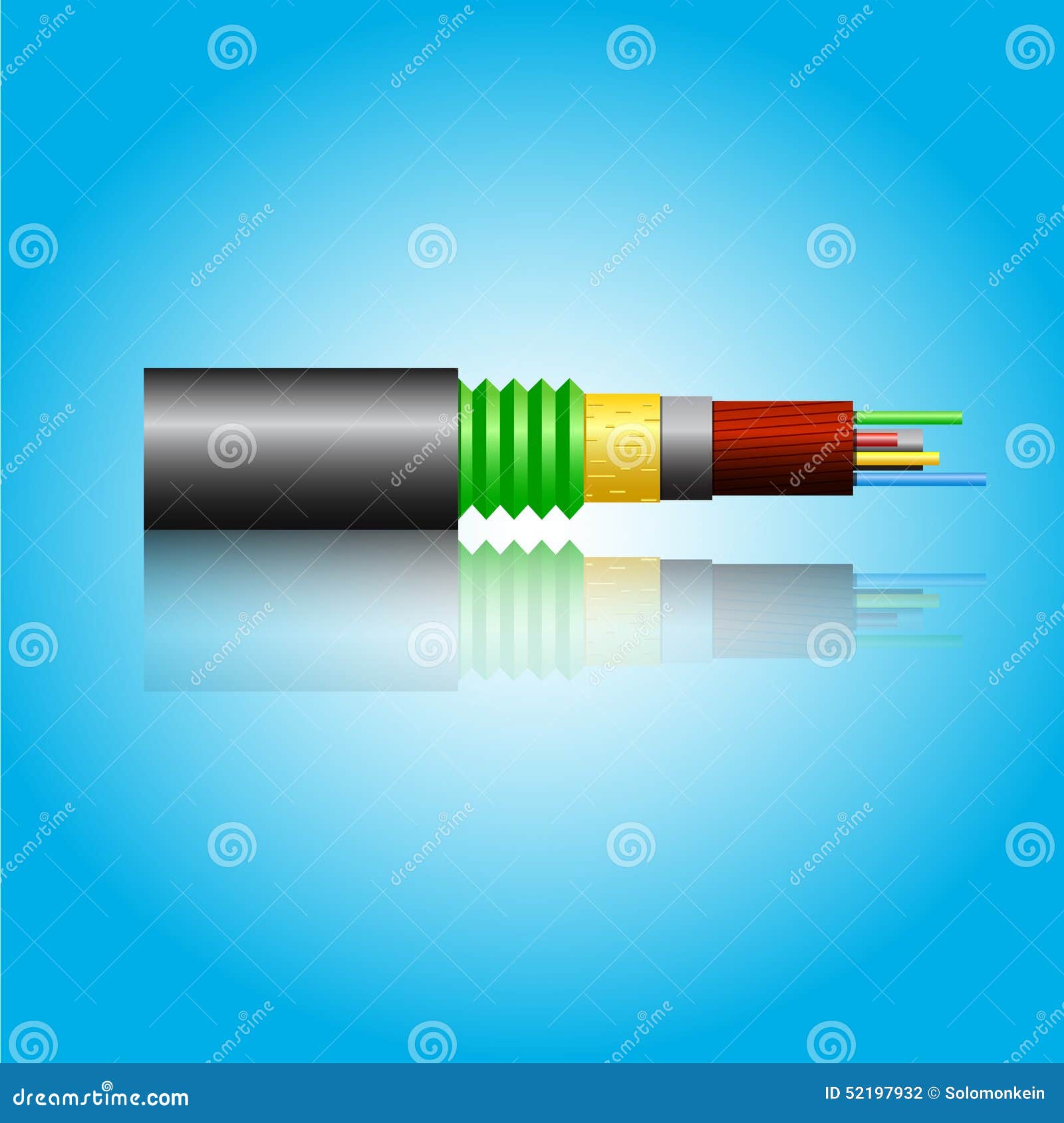 Optic fiber cable stock vector. Illustration of interconnect - 52197932