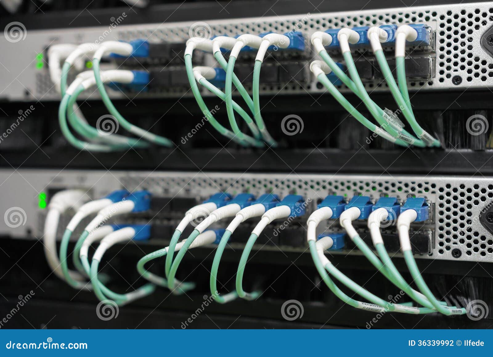 Optic Fiber Cables Connected in Data Center Stock Photo - Image of ...