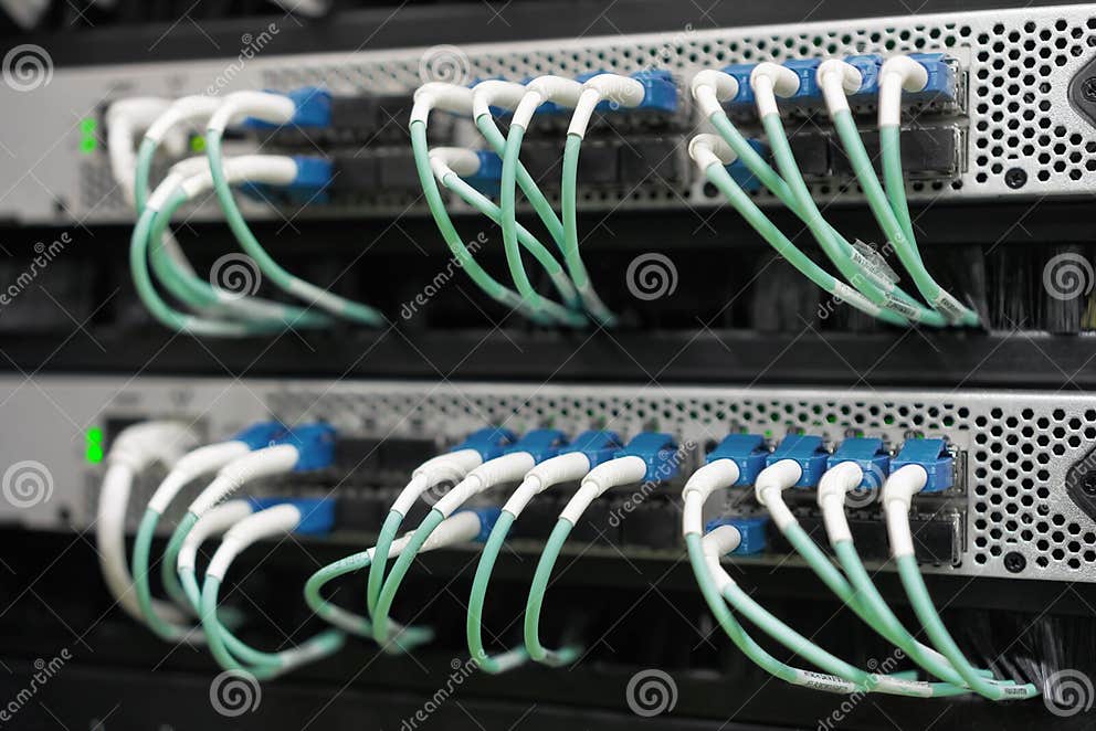 Optic Fiber Cables Connected in Data Center Stock Photo - Image of ...