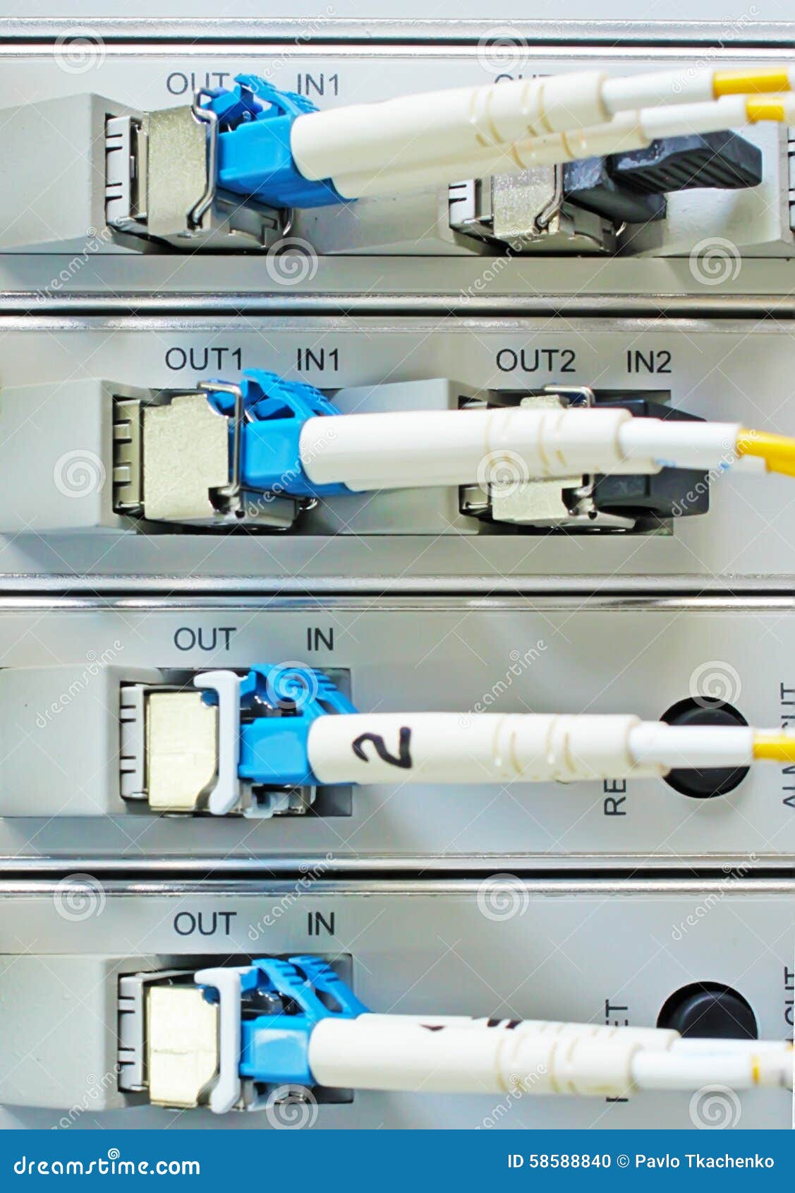 Optic Fiber Cables Connected To Data Center Stock Photo - Image of ...