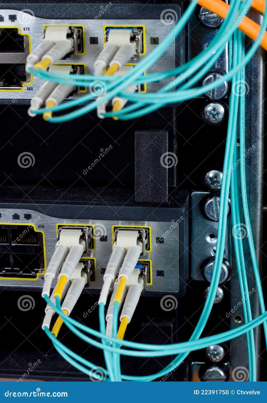 Optic Fiber Cables Connected To a Switch Stock Photo - Image of cat5e ...