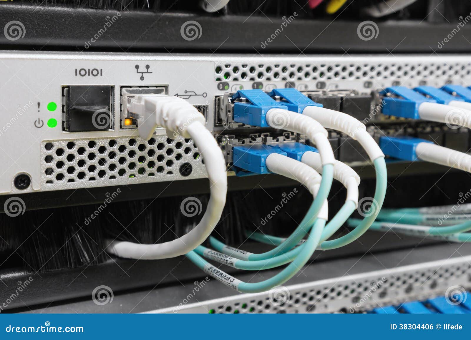 Optic Fiber Cables Connected To Switch Stock Photo - Image of data ...