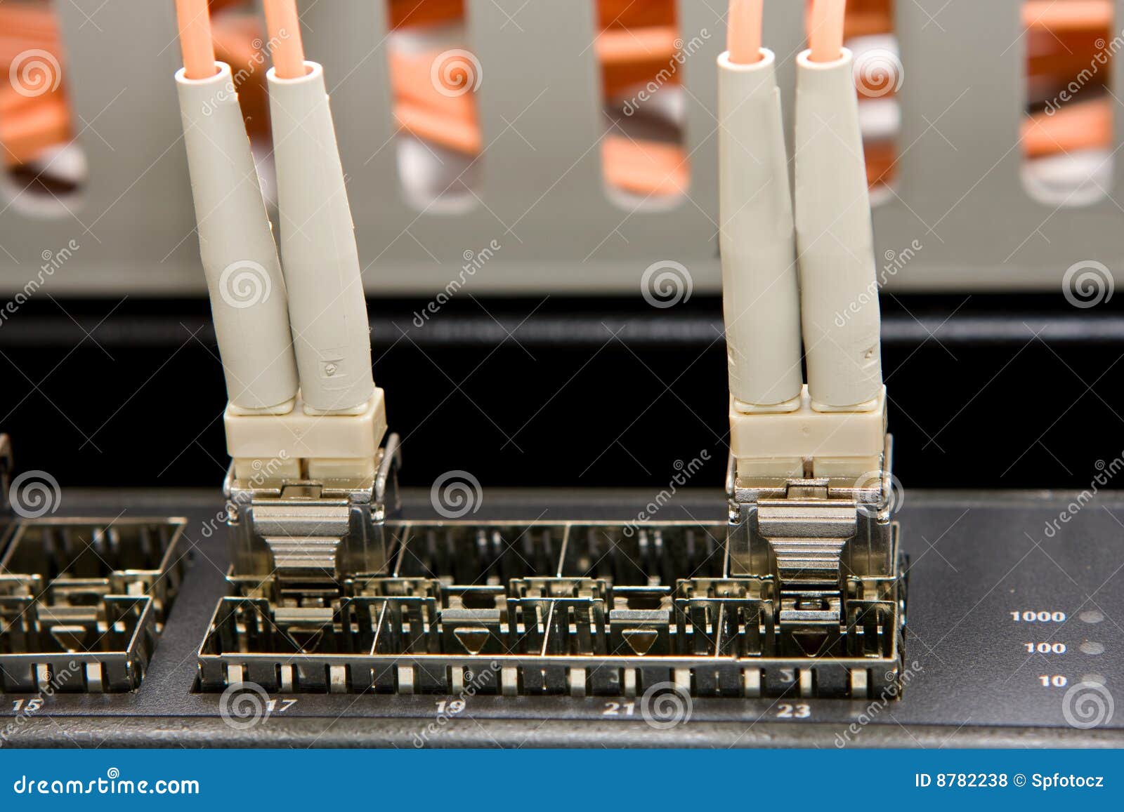 Optic Fiber Cables Connected To a Switch Stock Photo - Image of ...