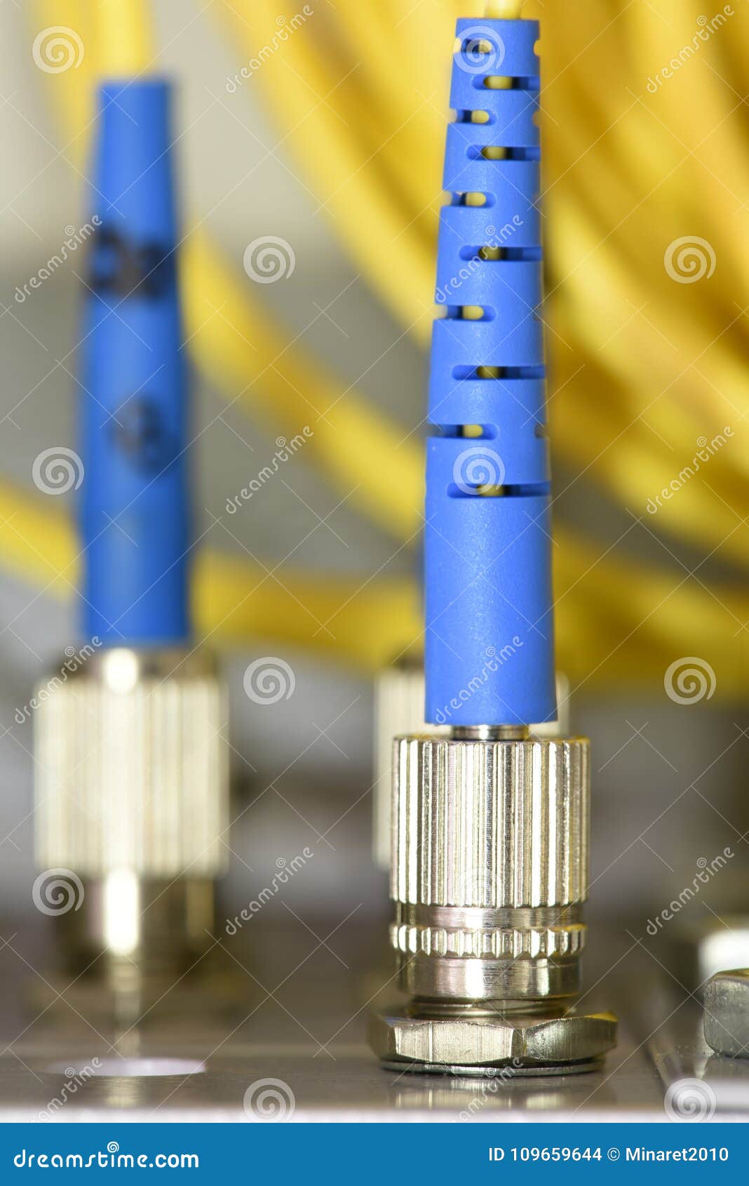 Optic Fiber Cables on Distribution Panel Stock Photo - Image of closeup ...