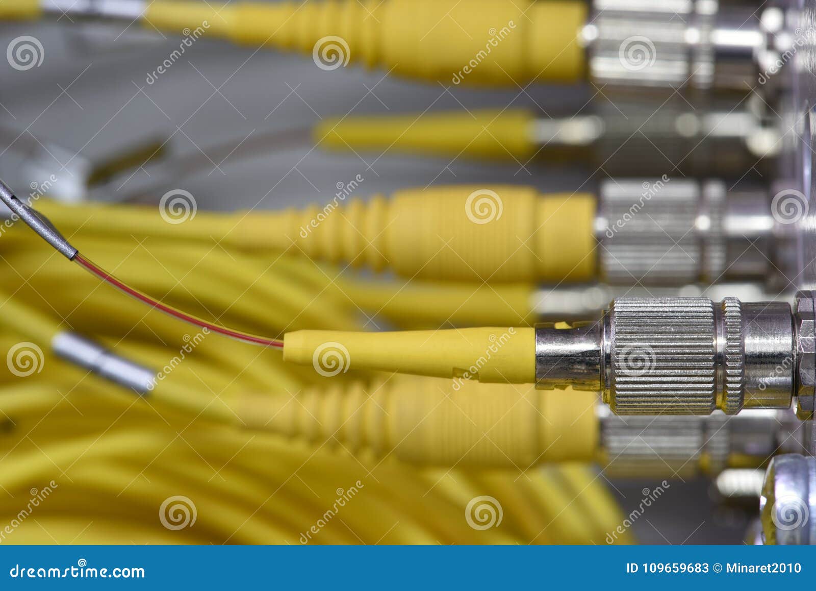 Optic Fiber Cables on Distribution Panel Stock Image - Image of ...