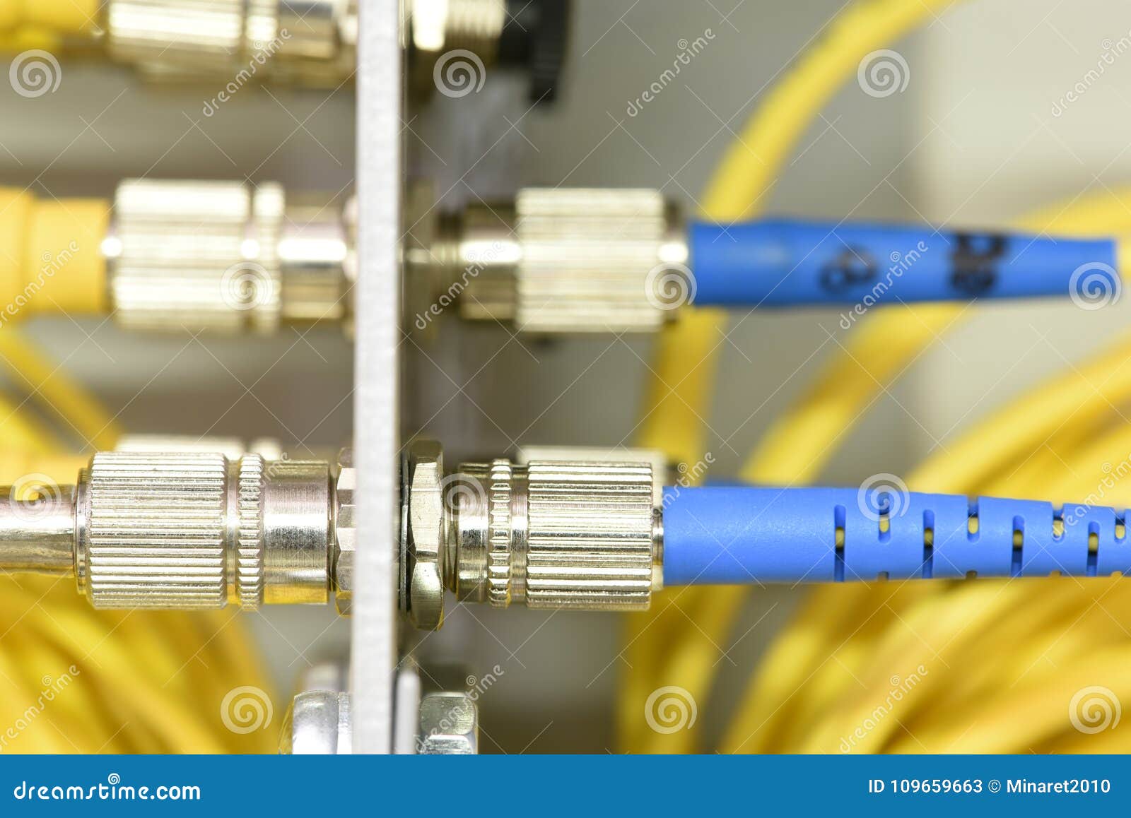 Optic Fiber Cables on Distribution Panel Stock Image - Image of ...