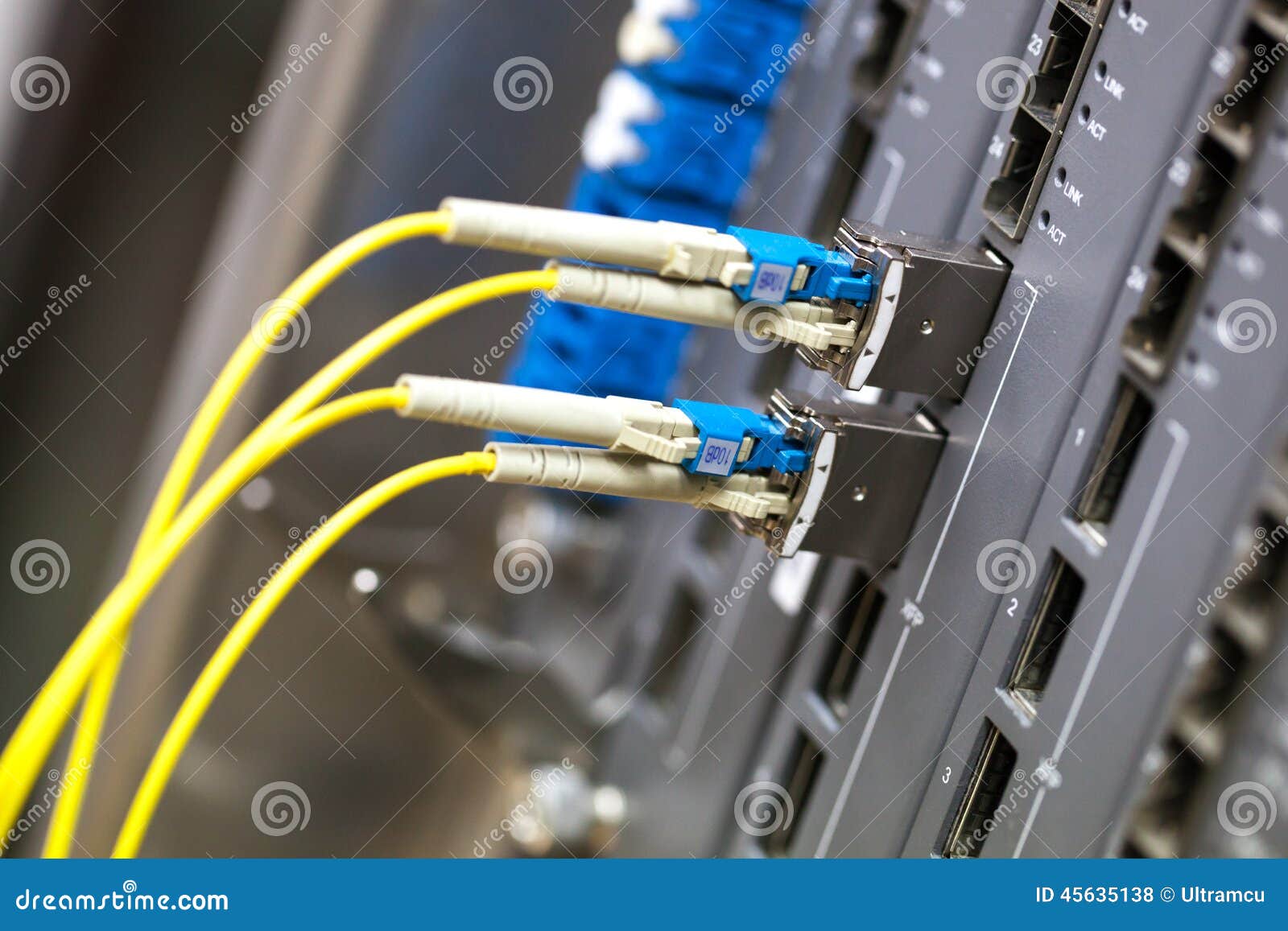 Optic Fiber Connected To Switch Stock Photo - Image of provider, high ...