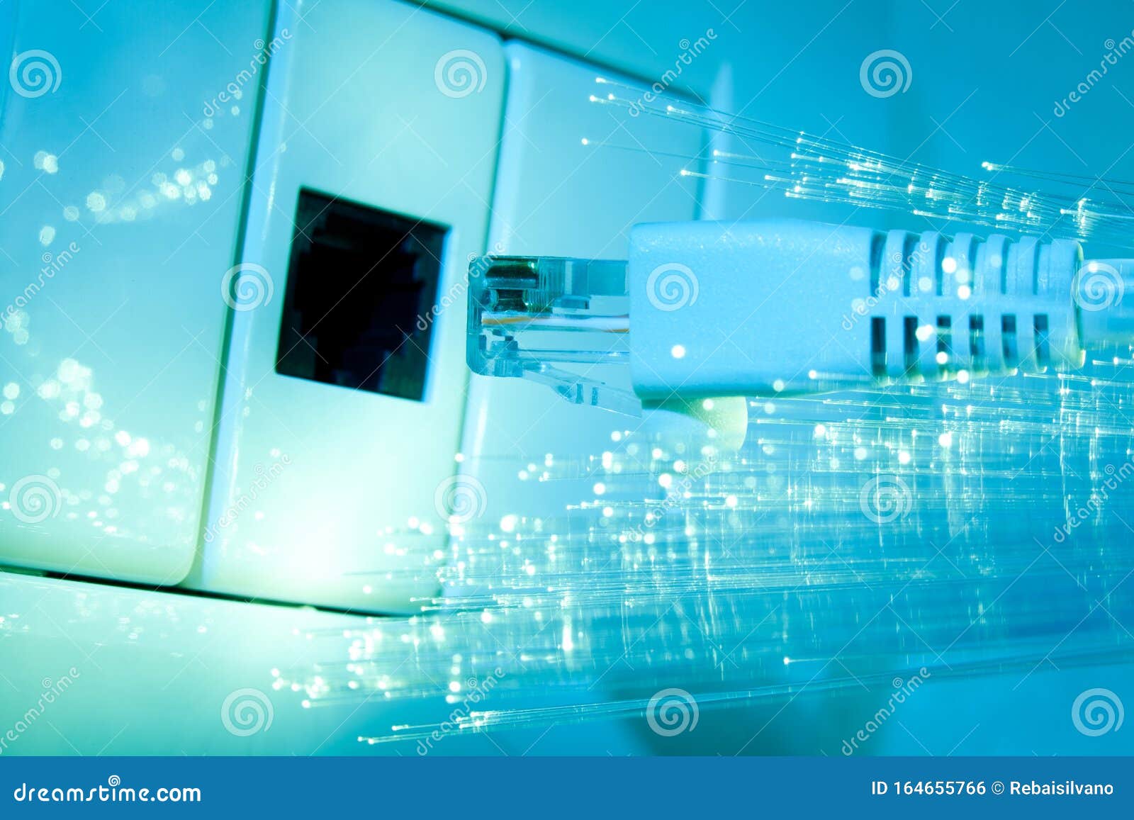 Optic Fiber Connection - Close Up Stock Photo - Image of adsl, mega ...