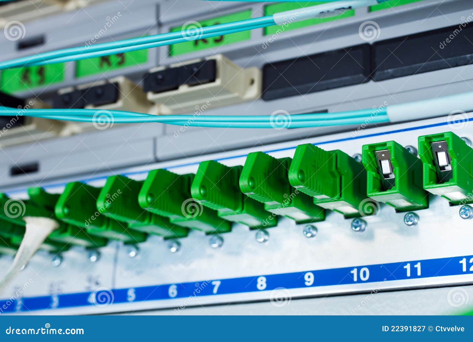Optic fiber ports stock image. Image of digitally, green - 22391827