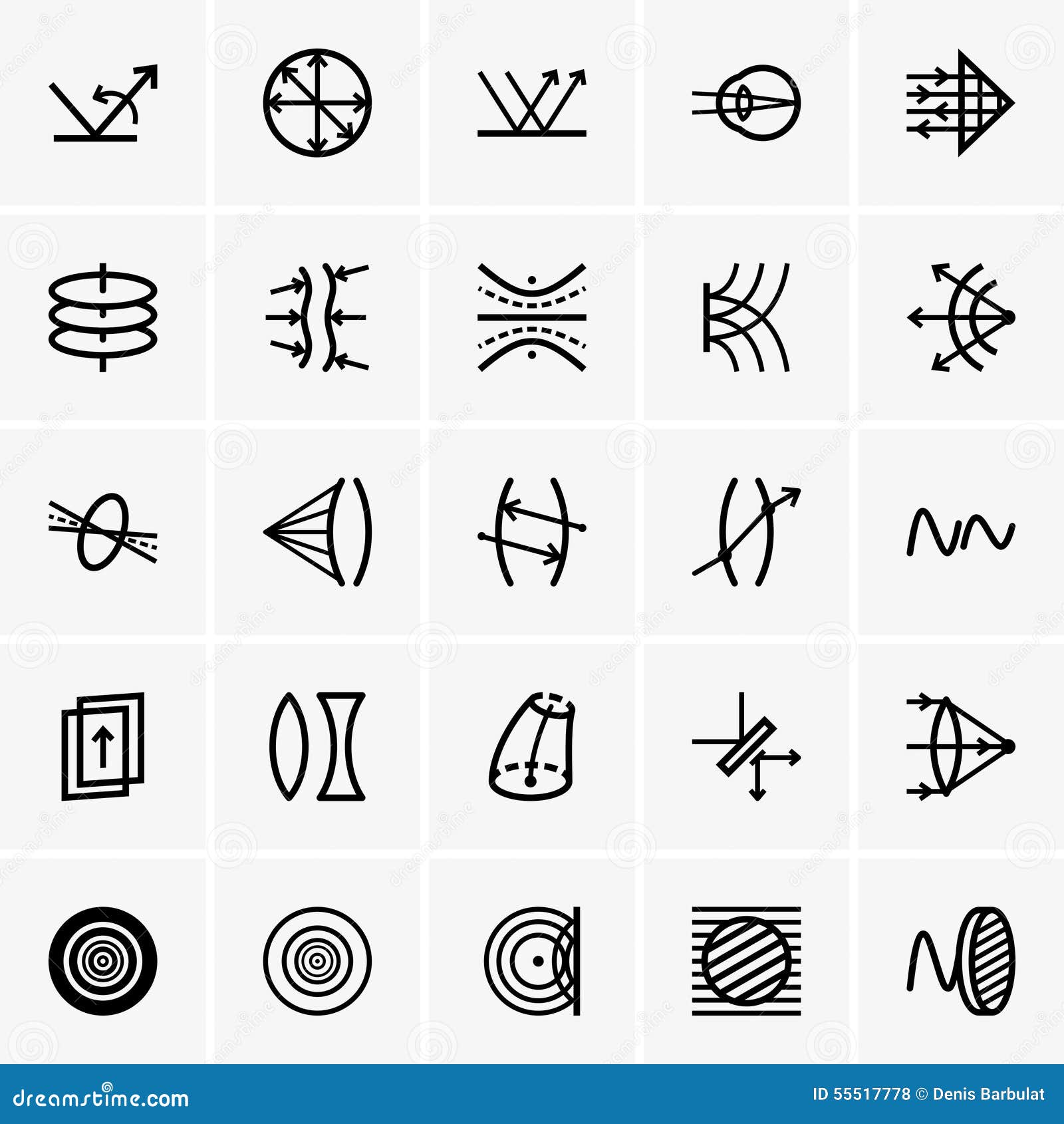 Optic science icons stock vector. Illustration of pictogram - 55517778