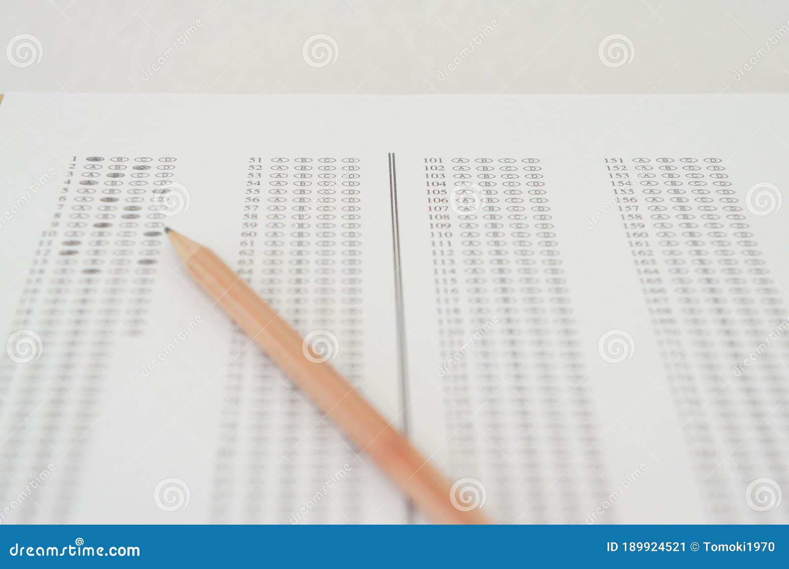 Optical answer sheet stock image. Image of marked, optical - 189924521