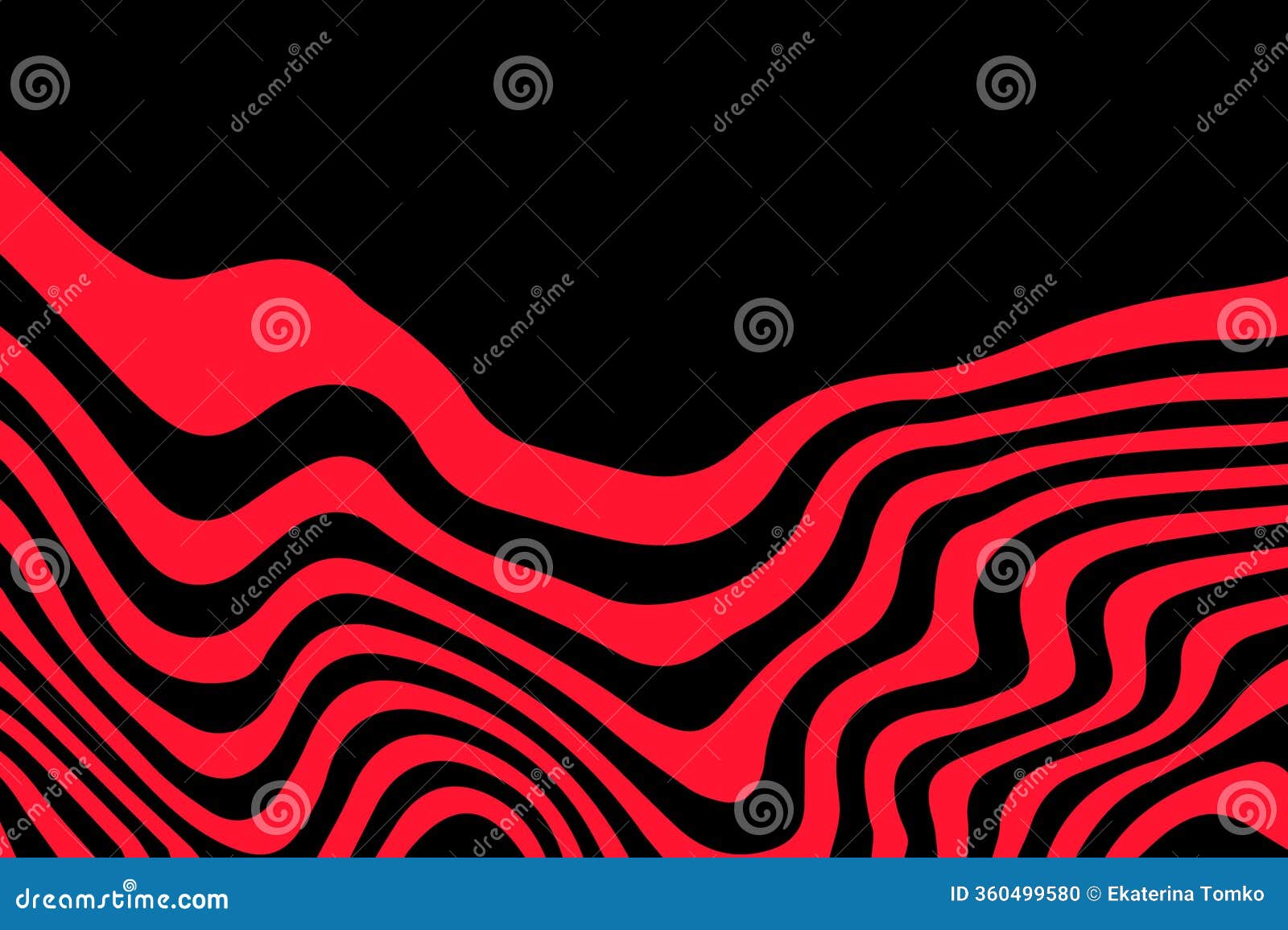 Optical Art Background, Geometric Red Wave Design on Black Background ...