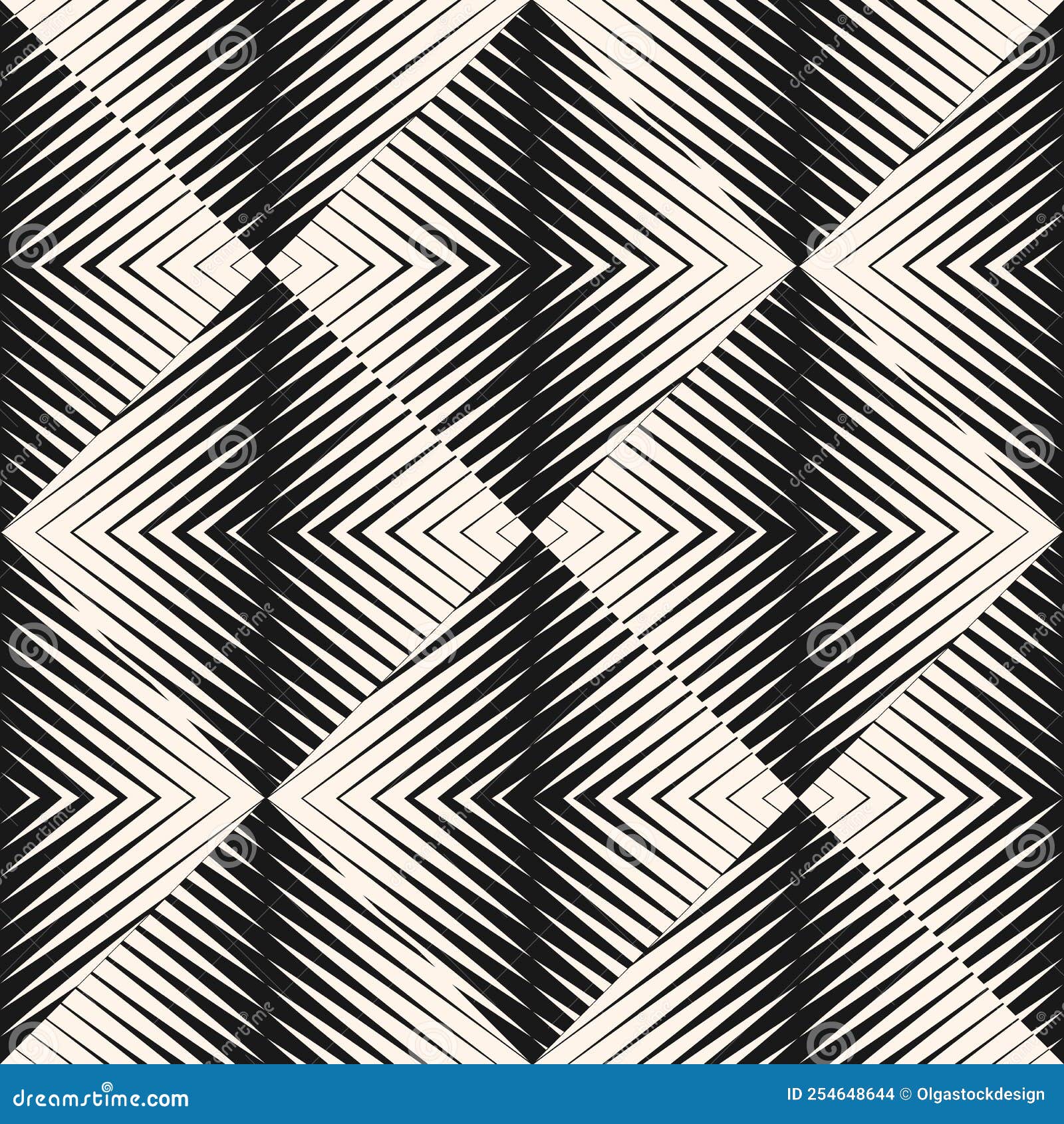 Optical Art Pattern. Vector Seamless Geometric Background with Stripes ...