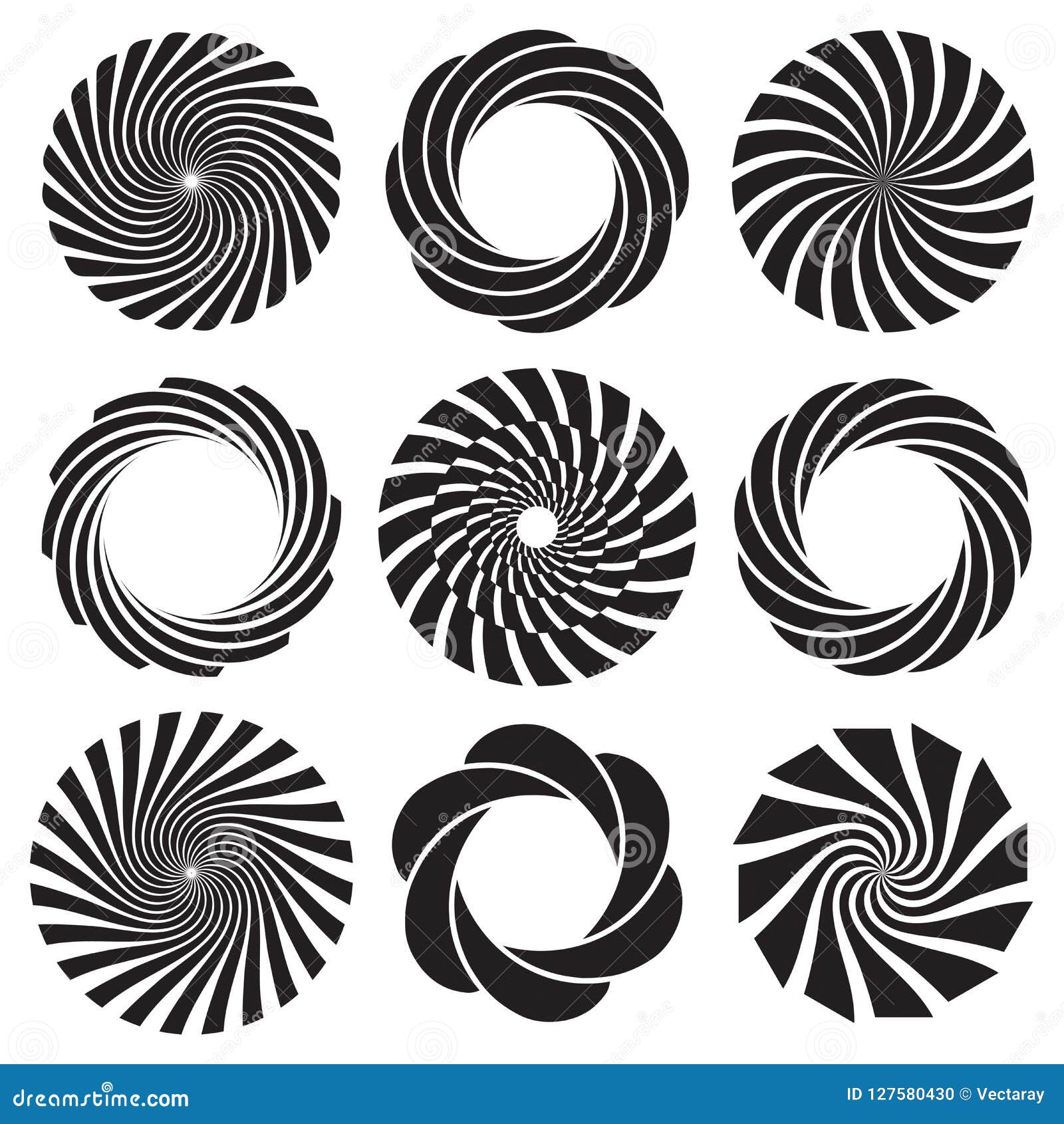 Optical art spiral set stock illustration. Illustration of round ...