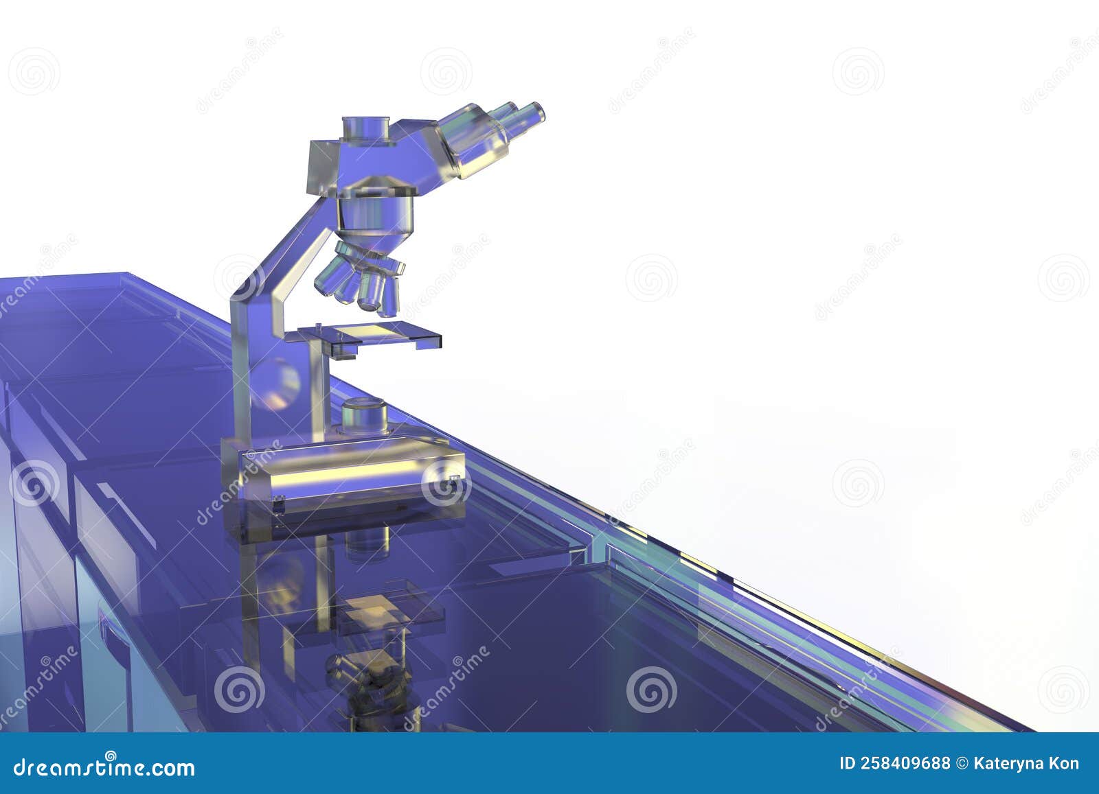 Binocular Microscope Isometric Vector. Modern White Device With Blue ...