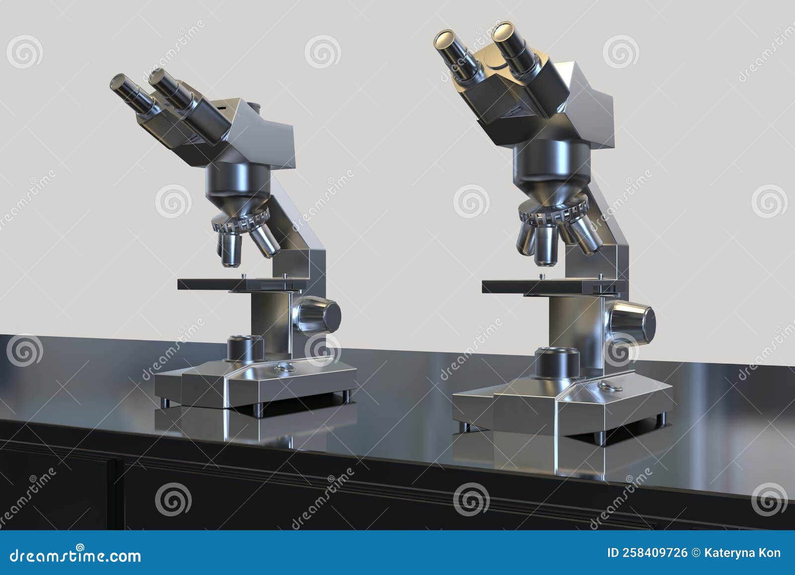 Binocular Microscope Isometric Vector. Modern White Device With Blue ...