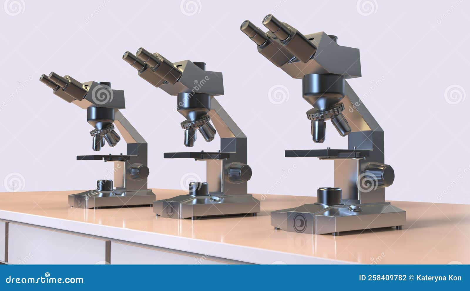 Binocular Microscope Isometric Vector. Modern White Device With Blue ...