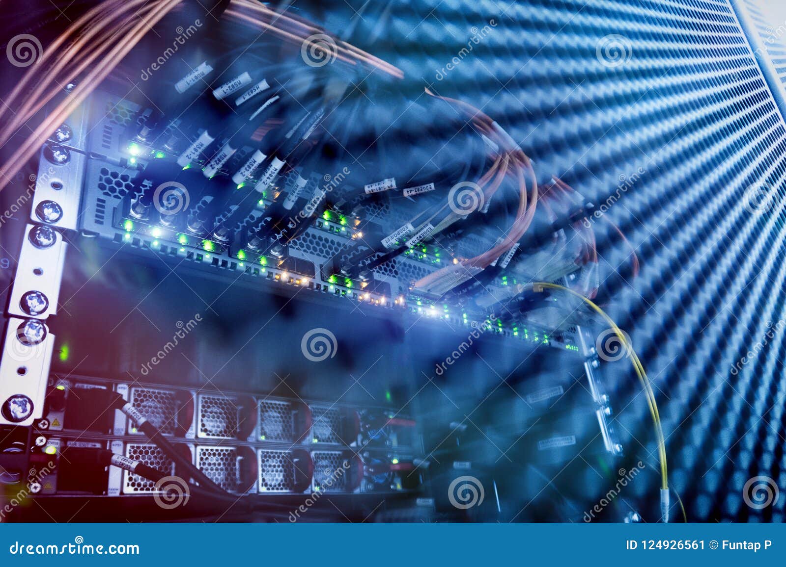 Optical Cable Close Up. Big Optical Server. Stock Image - Image of ...