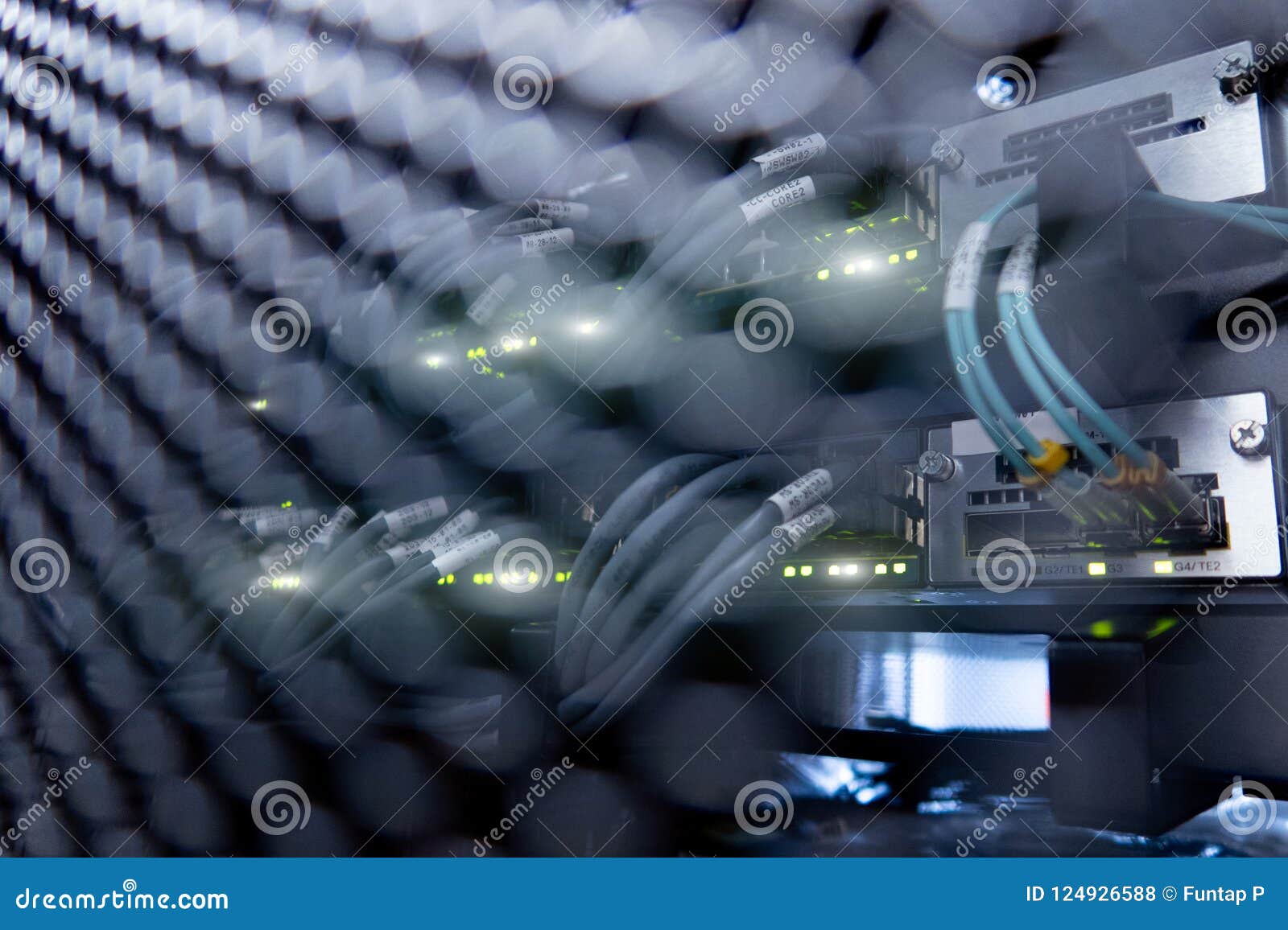 Optical Cable Close Up. Big Optical Server. Stock Photo - Image of ...
